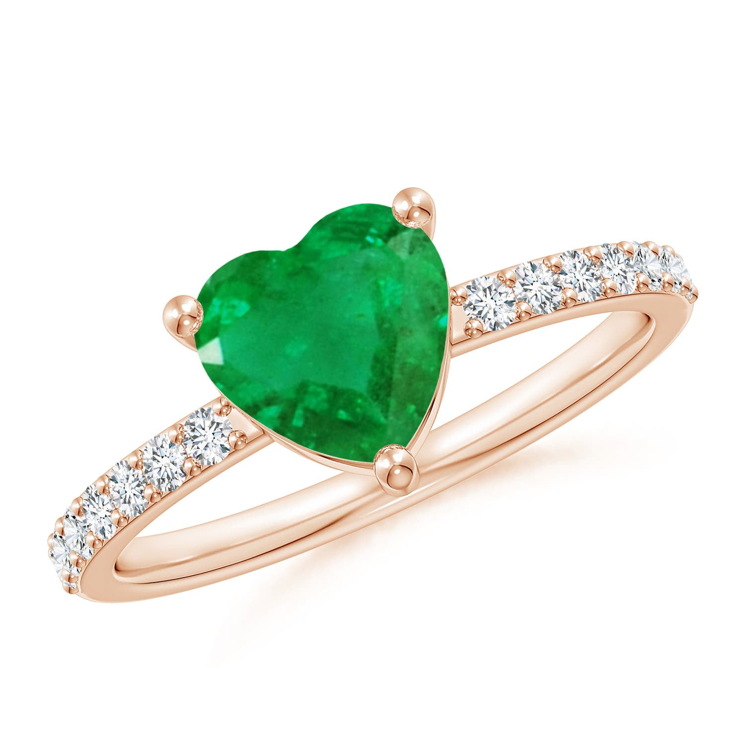ANGARA Natural 3-Prong-Set Heart 1.2 ct Emerald Ring With Diamond ...