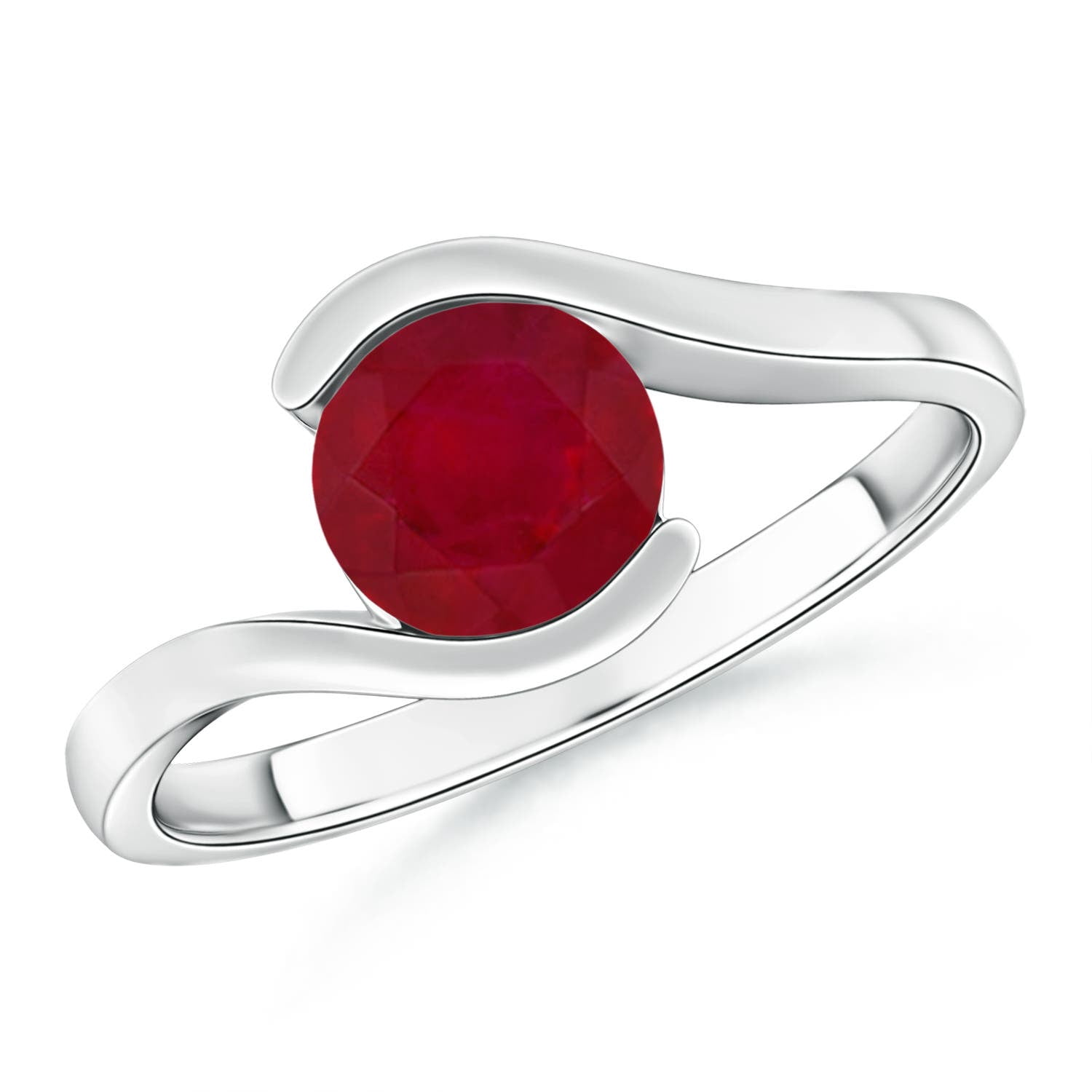 ANGARA Natural Semi Bezel-Set Solitaire Round 1.2 ct Ruby Bypass Ring ...