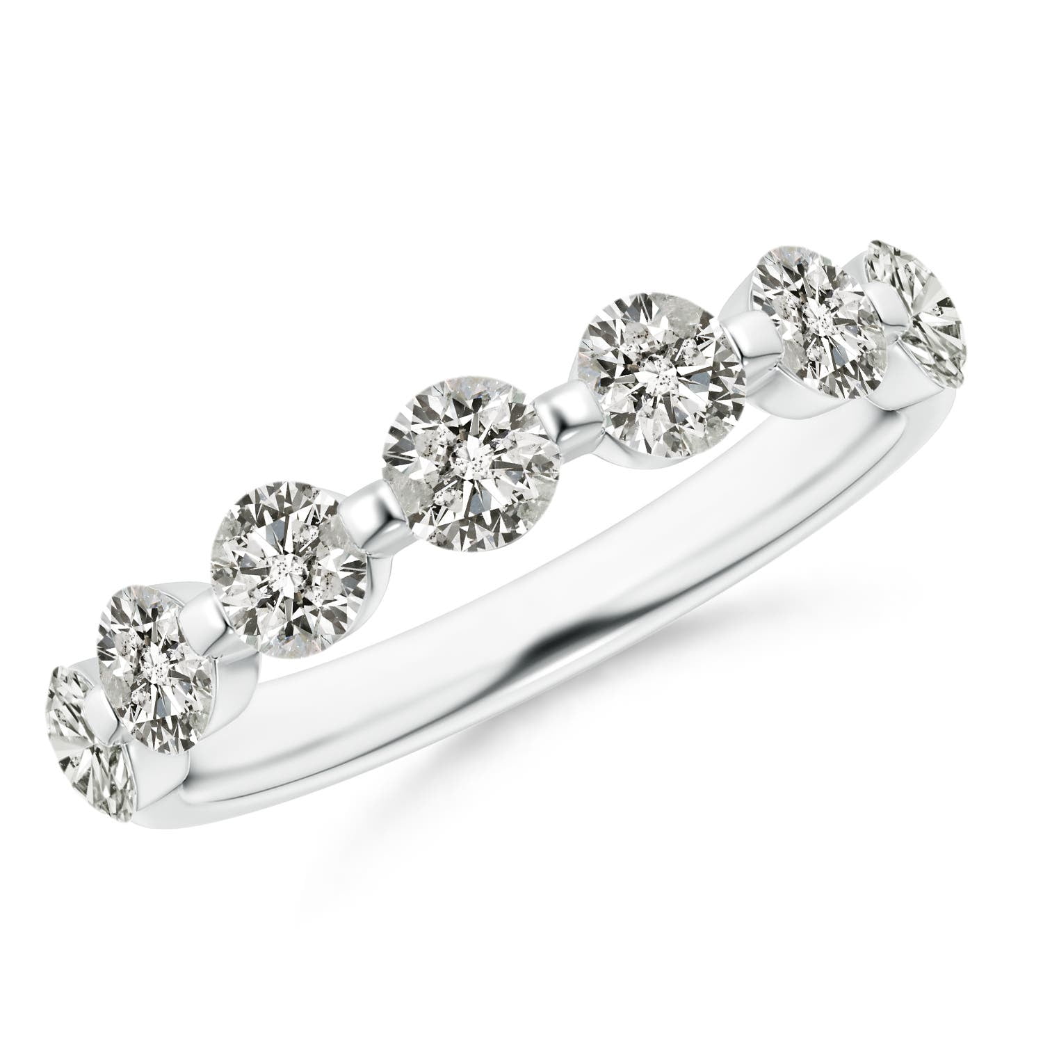 Angara Natural 1.22 ct Diamond Semi Eternity Wedding Ring in 14K White ...