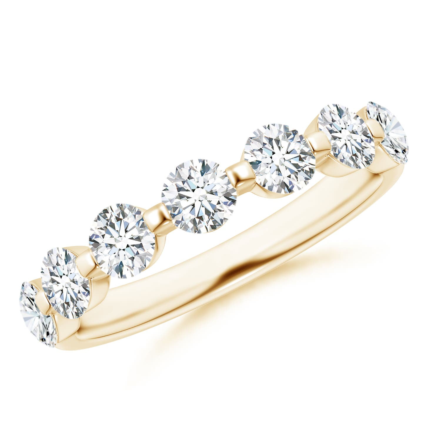 Angara Natural 1.22 ct Diamond Semi Eternity Wedding Ring in 14K Yellow ...
