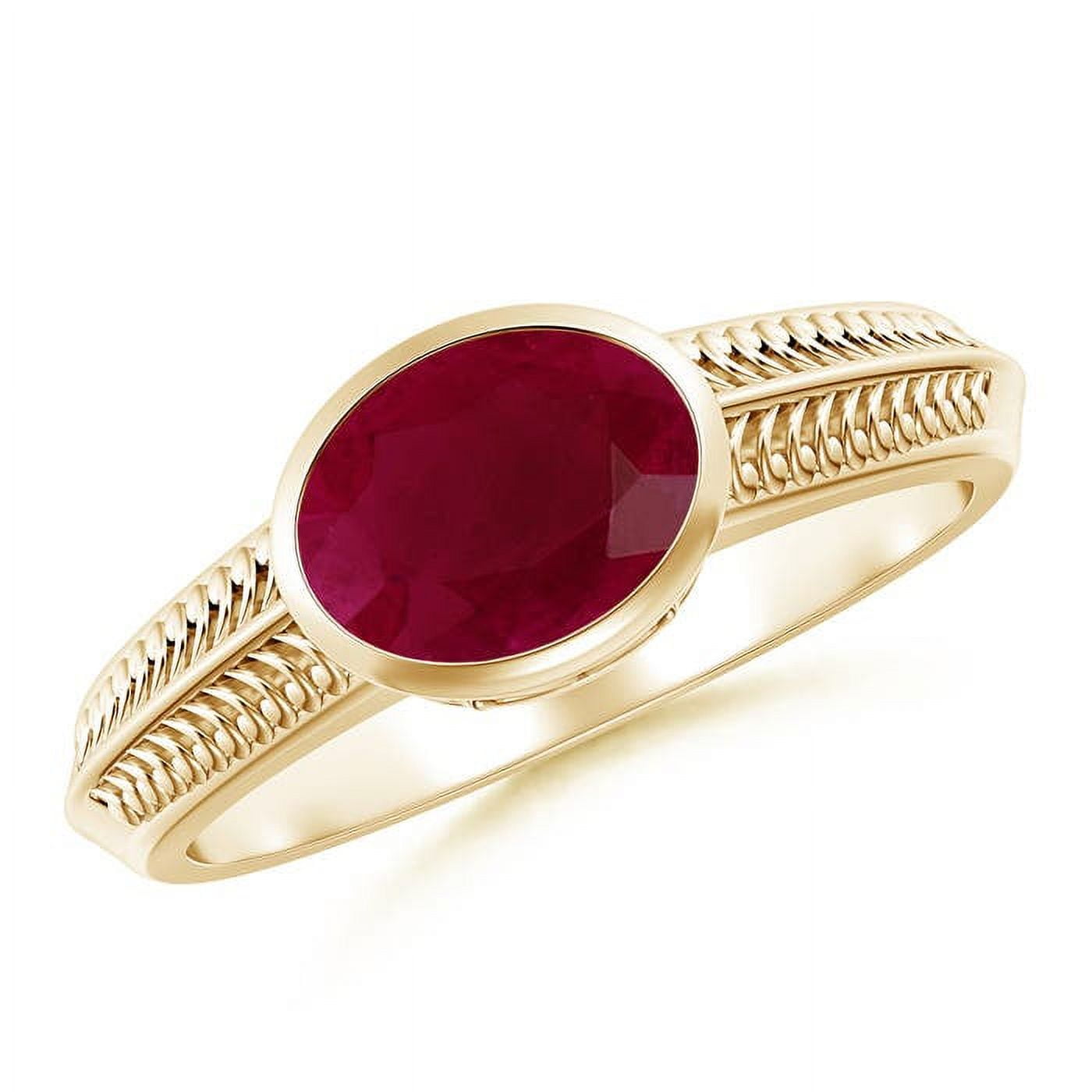 ANGARA Natural Vintage Inspired Bezel-Set Oval 1.25 ct Ruby Ring with ...