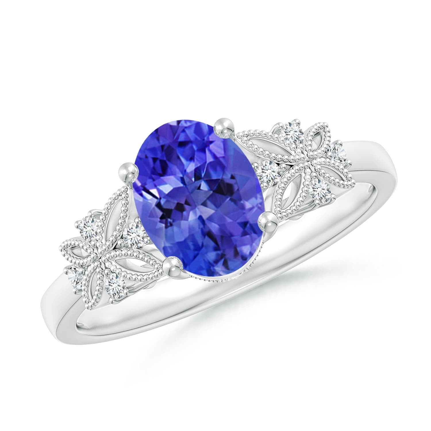 ANGARA Natural Vintage Style Oval 1.25 ct Tanzanite Ring with Diamonds ...