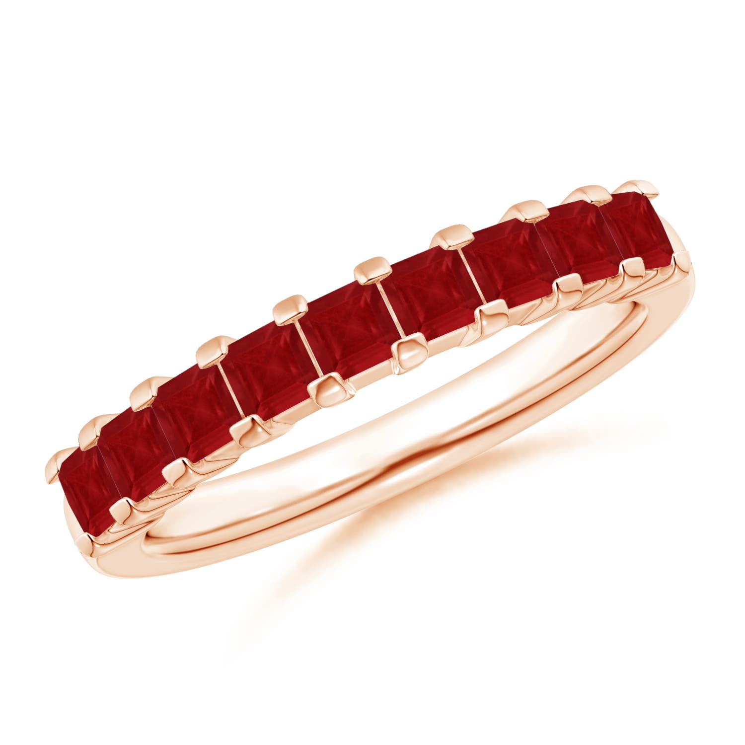 ANGARA Natural Square 1.26 ct Ruby Semi Eternity Classic Wedding Ring ...