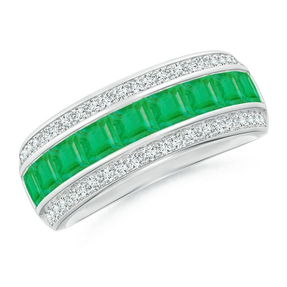 ANGARA Natural Channel-Set Square 1.35 ct Emerald and Diamond Half ...