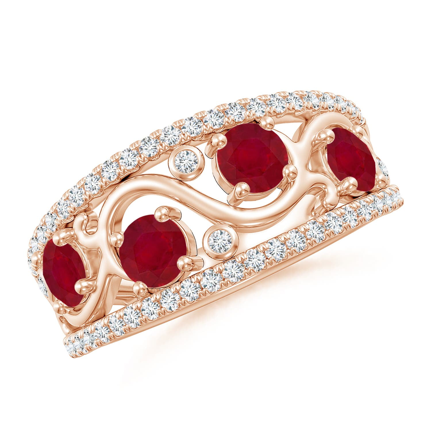 ANGARA Natural Nature Inspired Round 1.36 ct Ruby & Diamond Filigree ...