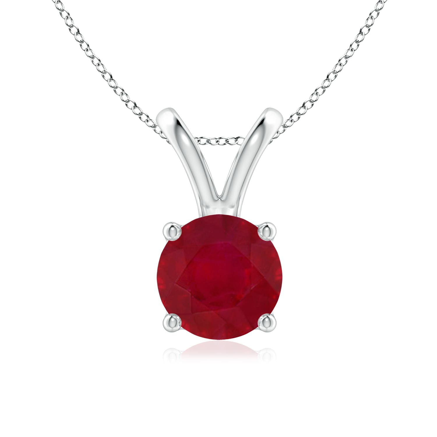 ANGARA Natural V-Bale Round 1.4 ct Ruby Solitaire Pendant in 925 ...