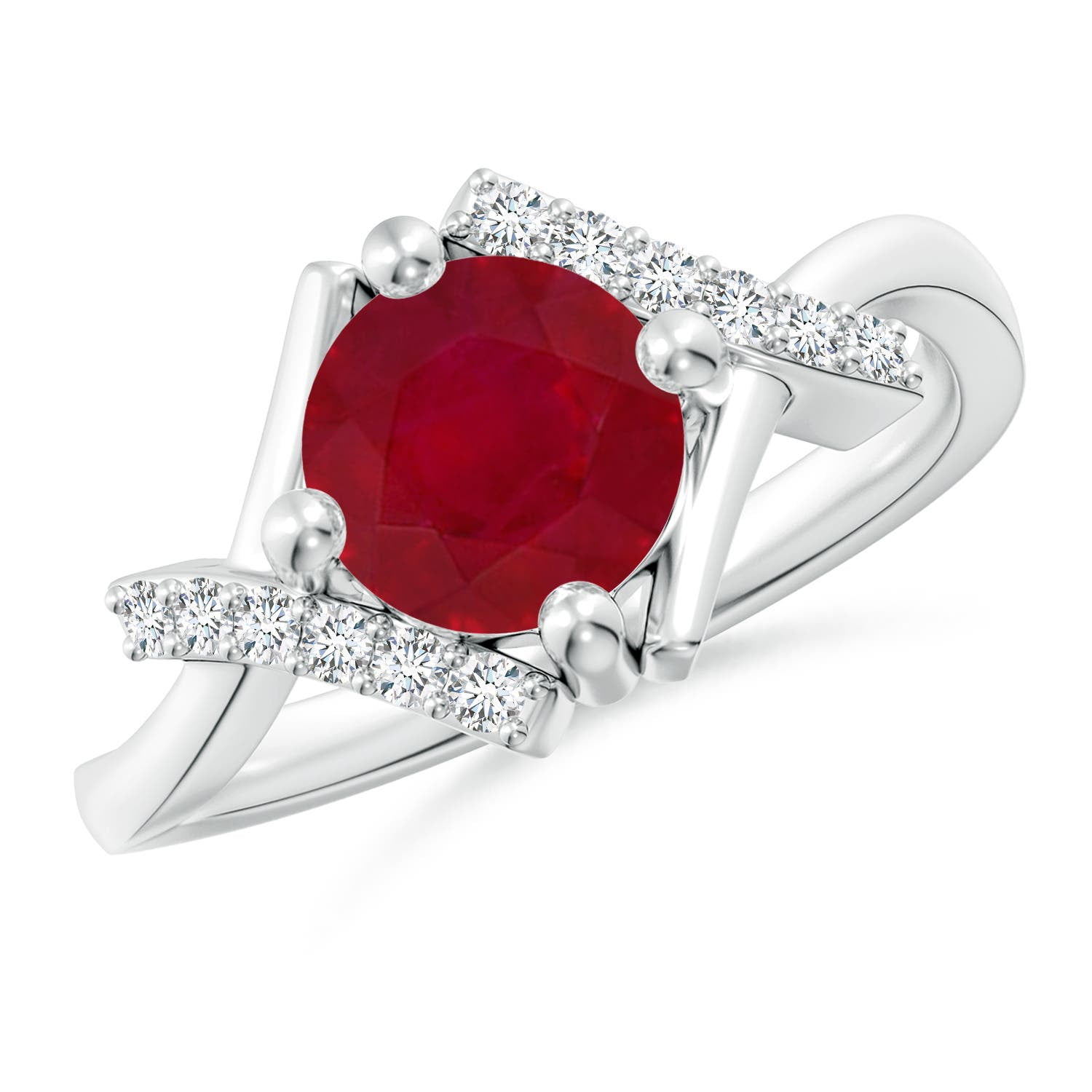 Angara Natural 1.4 ct Ruby Promise Ring for Women in 14K White Gold ...