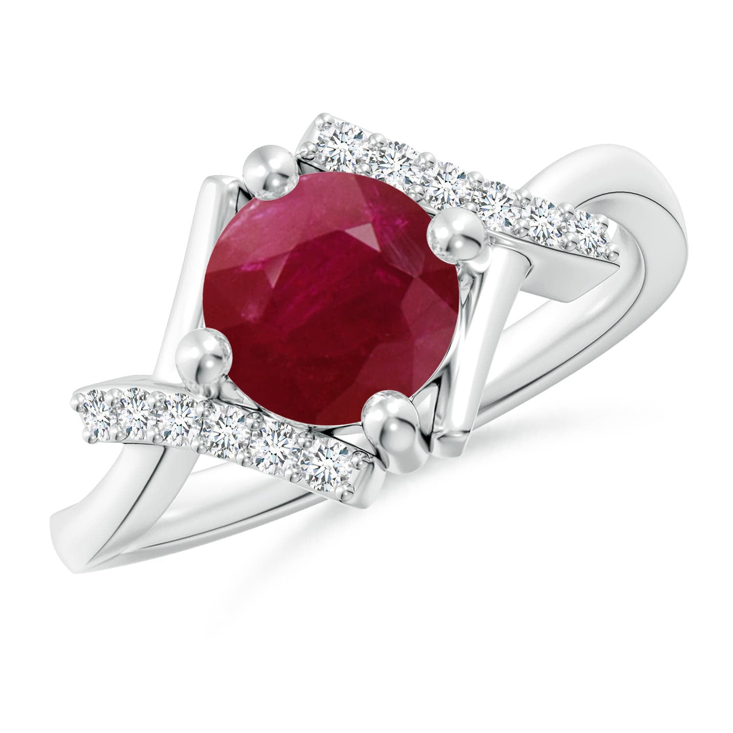 Angara Natural 1.4 ct Ruby Promise Ring for Women in 14K White Gold ...