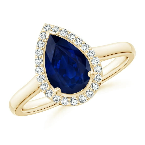 ANGARA Natural Pear-Shaped 1.52 ct Blue Sapphire Halo Engagement Ring ...