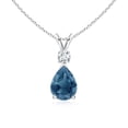 Angara Natural 1.55 ct London Blue Topaz Teardrop Pendant with Diamond ...