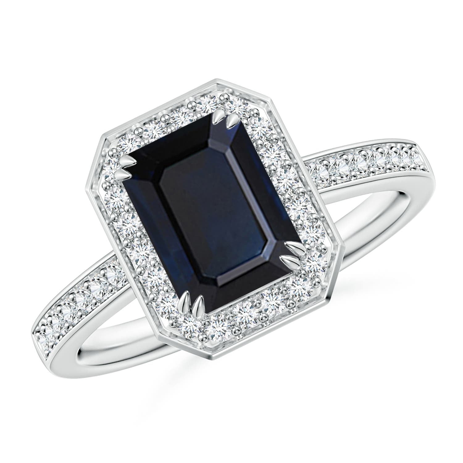 ANGARA Natural 1.65 ct Blue Sapphire Engagement Ring with Diamond Halo ...