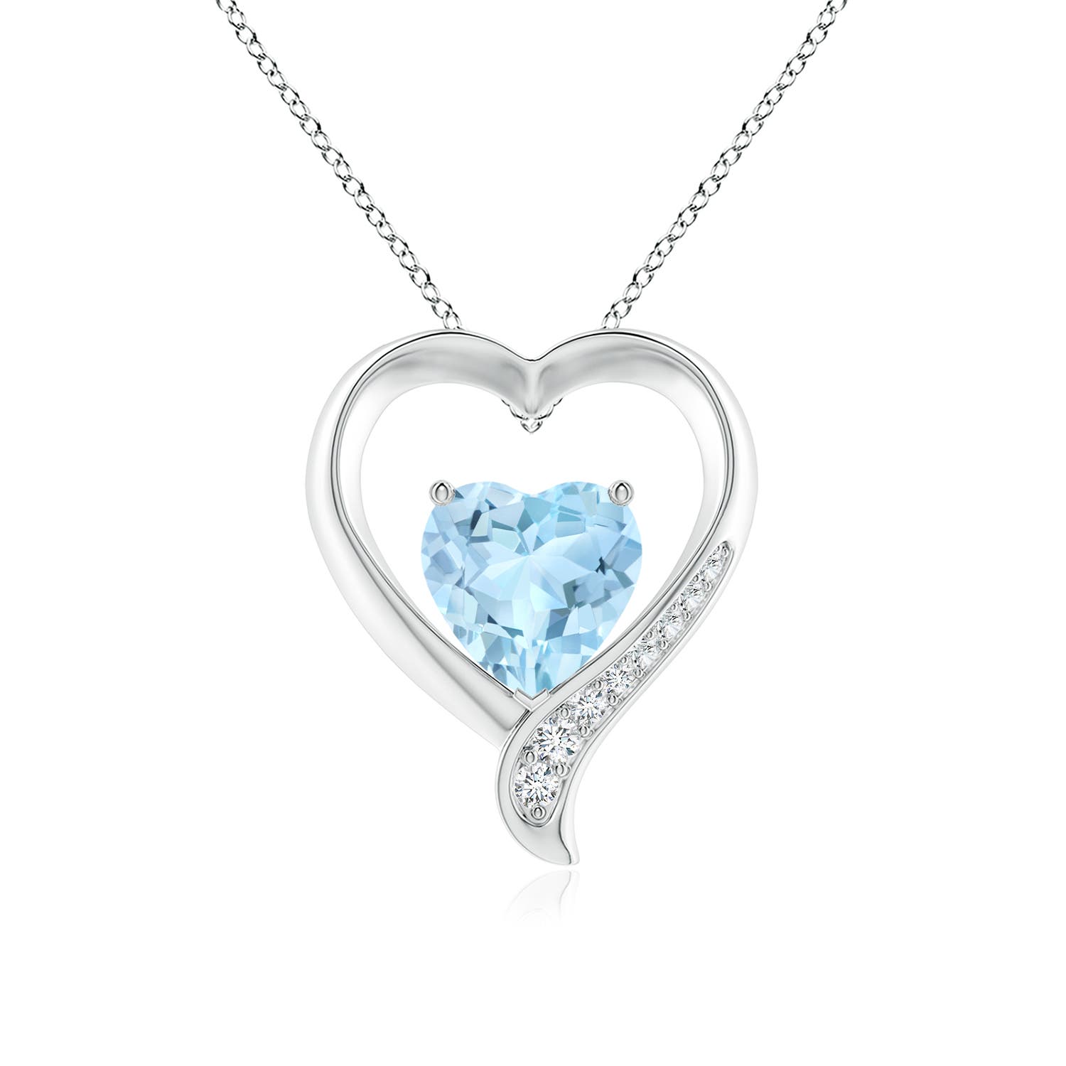 ANGARA Natural 1.8 ct Aquamarine and Diamond Open Heart Pendant in 925 ...