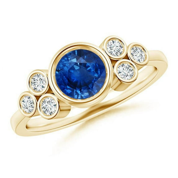 ANGARA Natural Vintage Style 1 ct Blue Sapphire Ring with Diamond Trio ...