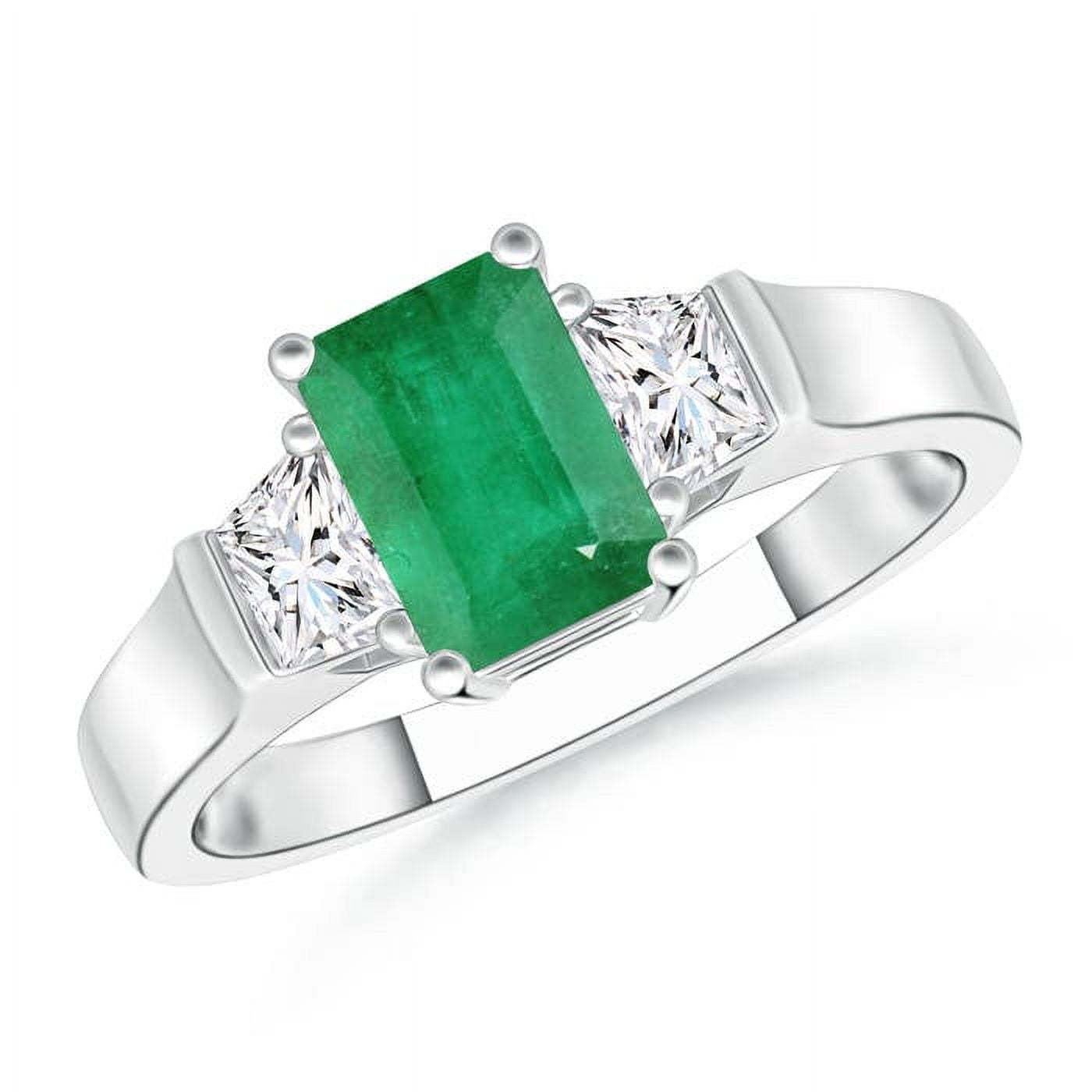 ANGARA Natural 1 Ct Emerald-Cut Emerald and Trapezoid Diamond Three ...