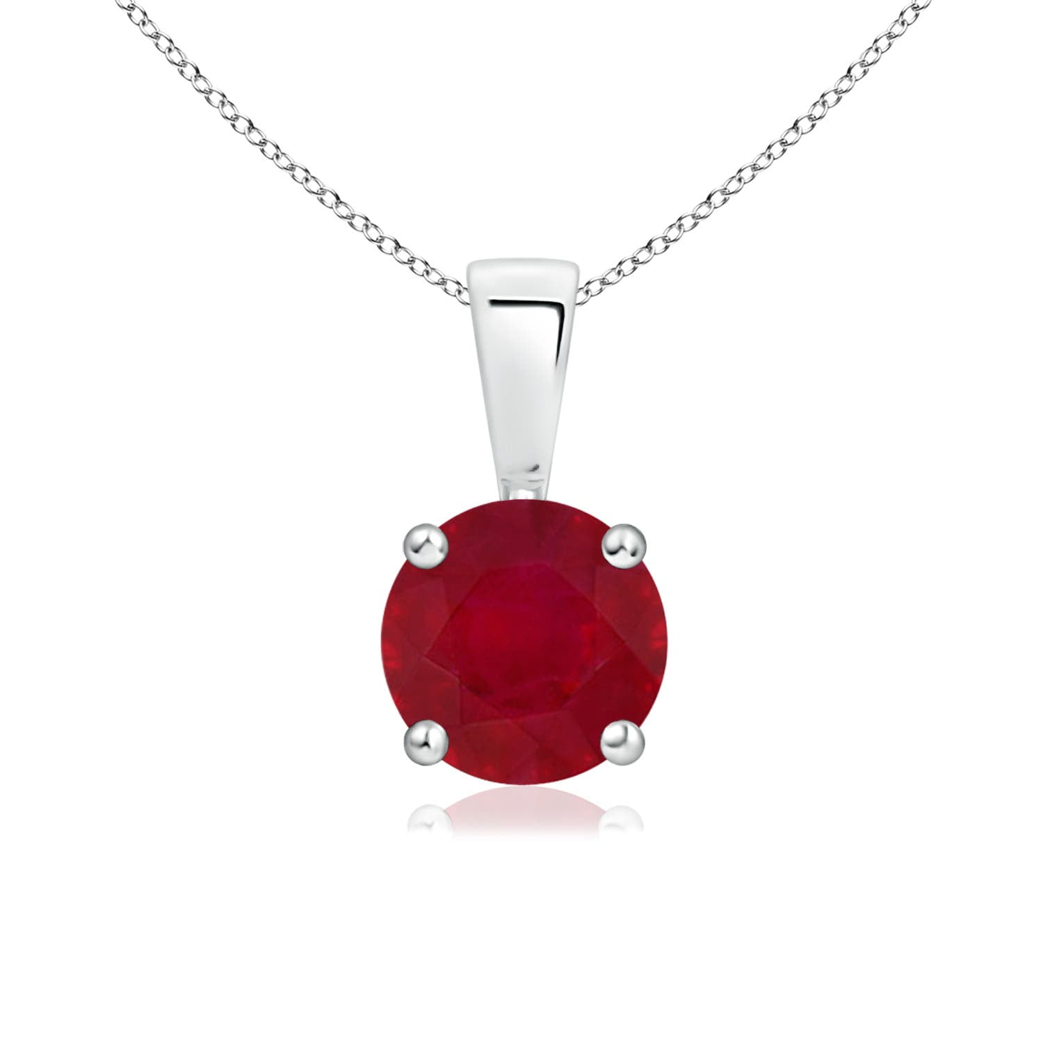 ANGARA Natural Classic Round 1 ct Ruby Solitaire Pendant in 14K White ...