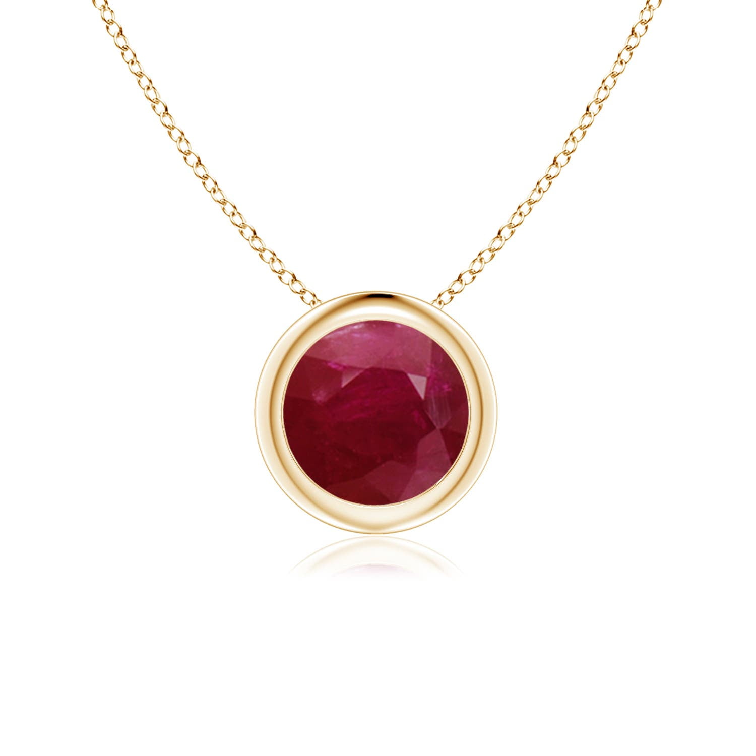 ANGARA Natural Bezel-Set Round 1 ct Ruby Solitaire Pendant in 14K ...