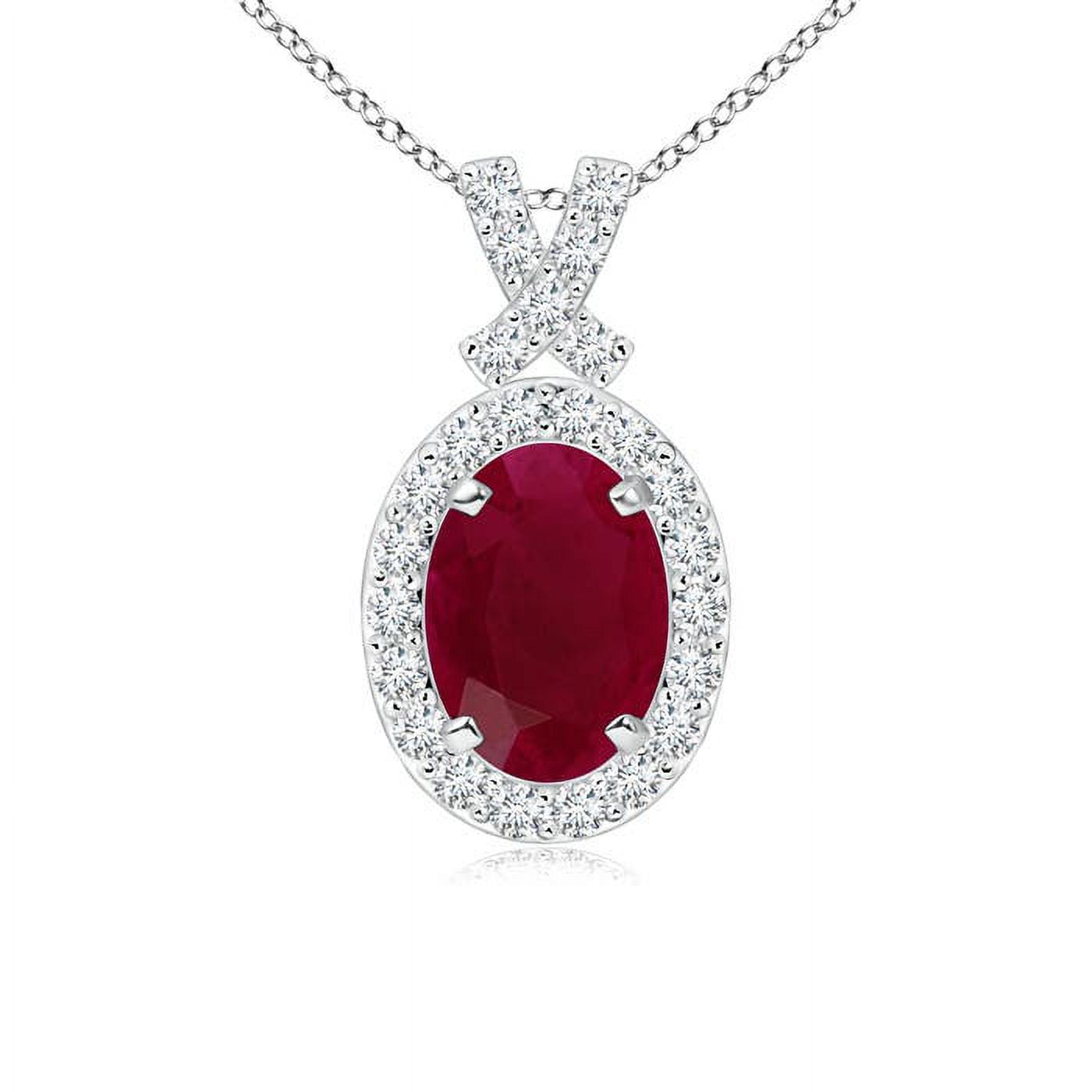 ANGARA Natural Vintage Style 1 ct Ruby Pendant with Diamond Halo in 14K ...