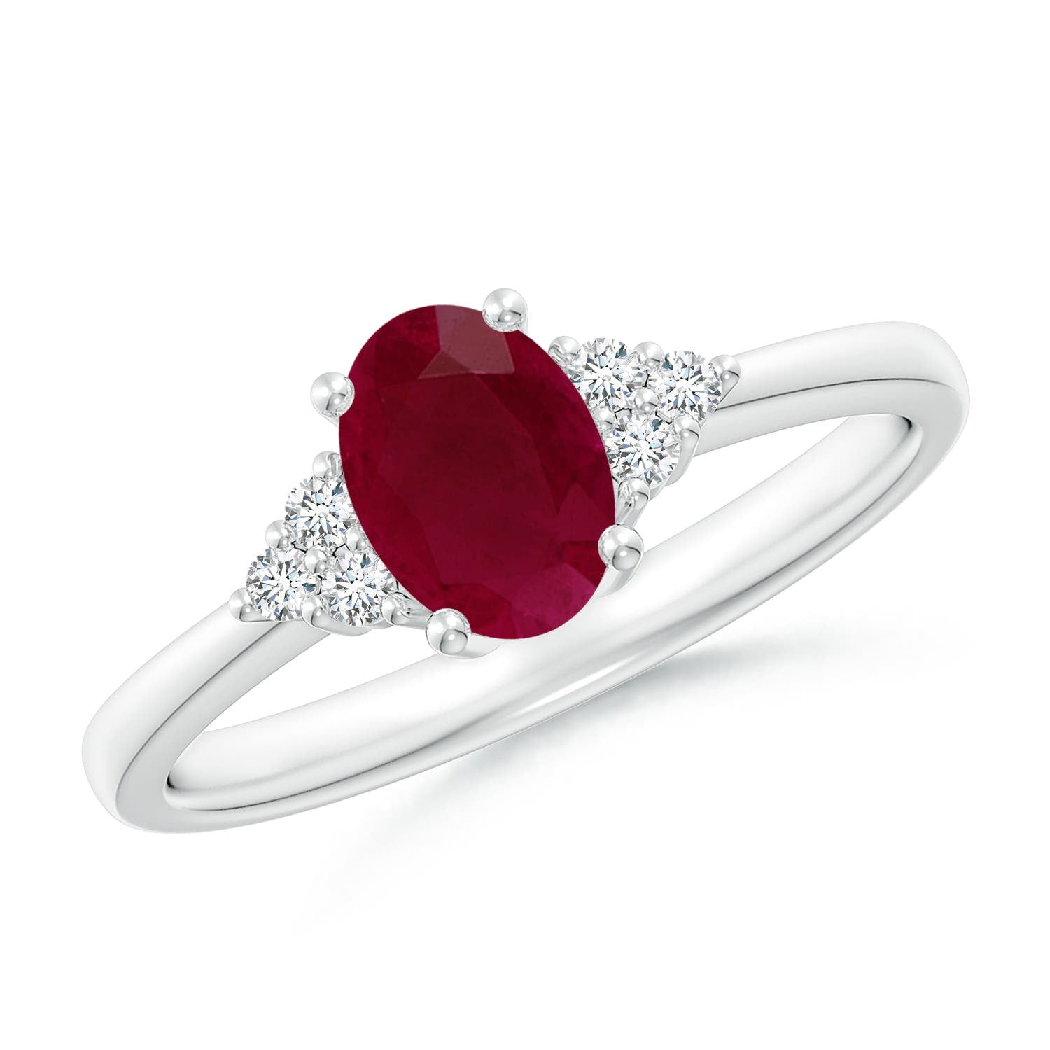 Angara Natural 1 Ct. Ruby with Diamond Classic Ring in 14K White Gold ...
