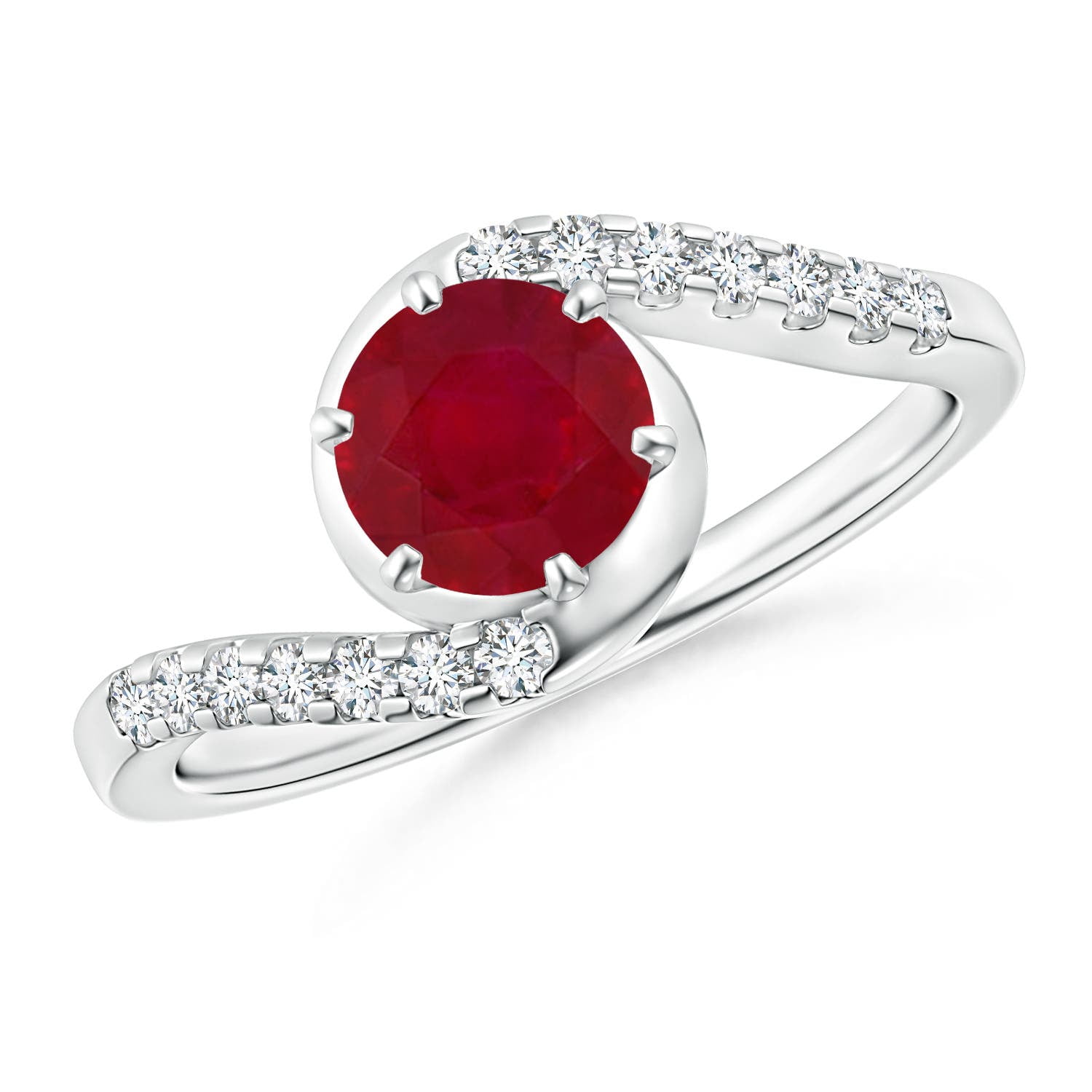 ANGARA Natural Prong-Set 1 ct Ruby Bypass Ring with Diamond Accents in ...