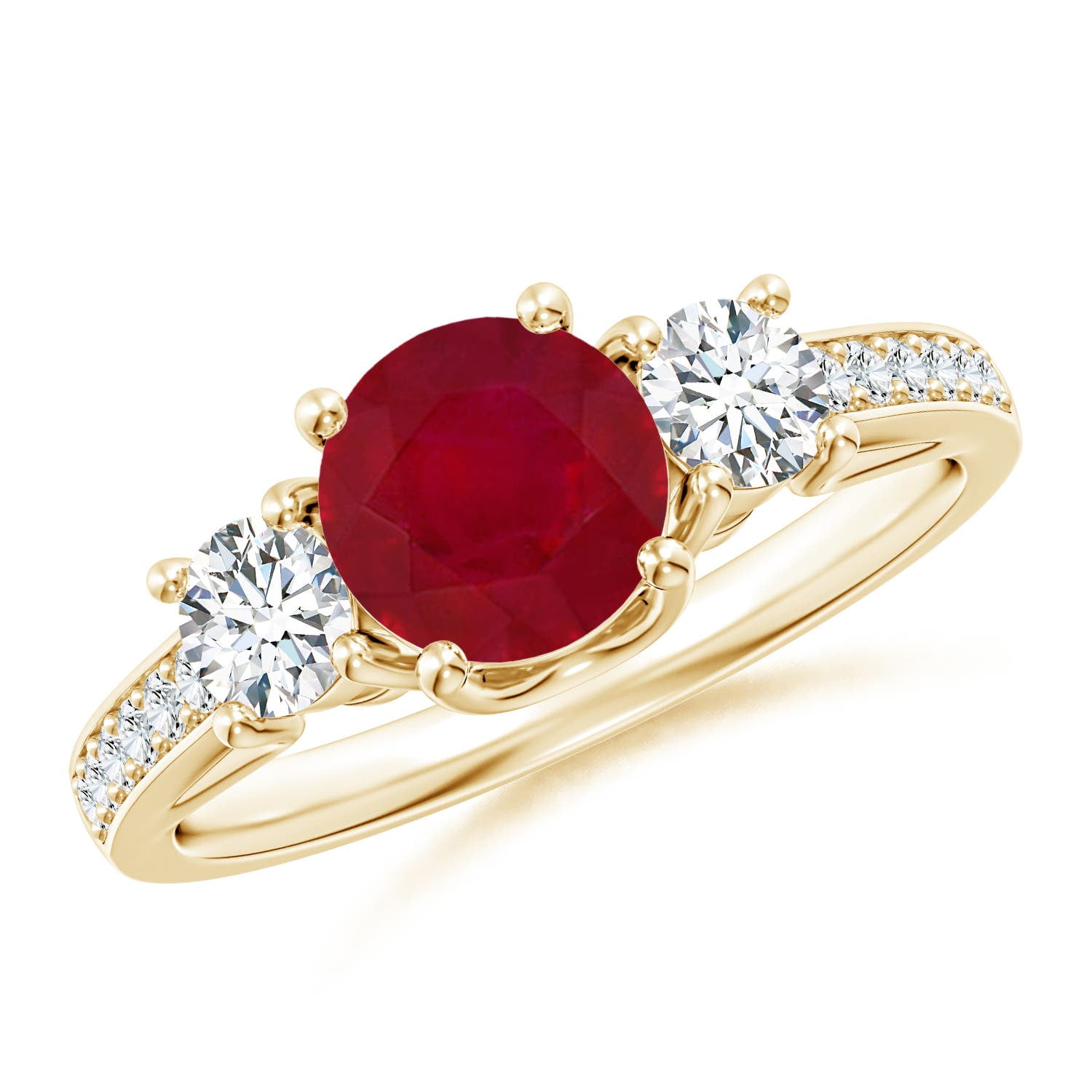 ANGARA Natural Classic Prong Set 1 ct Ruby and Diamond Three Stone Ring ...