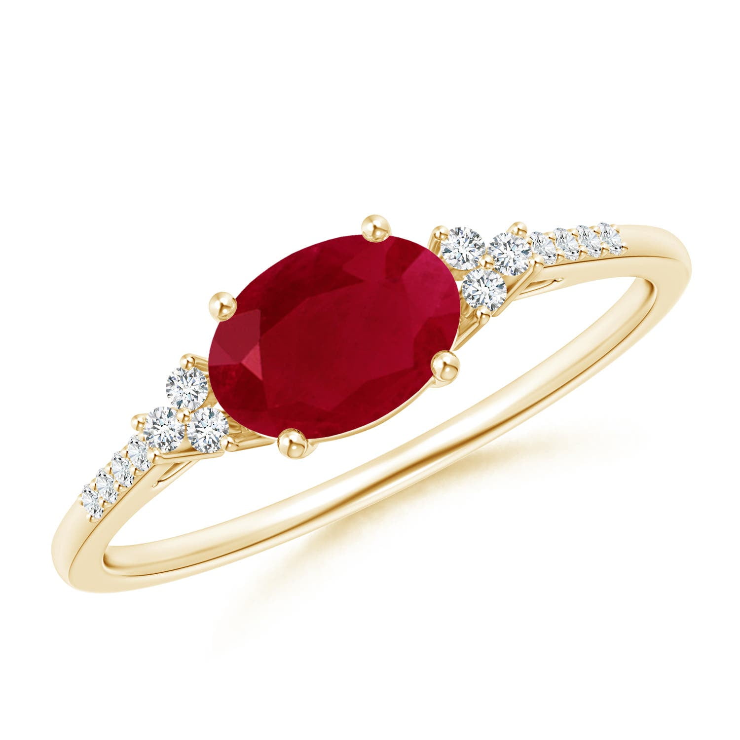 ANGARA Natural Horizontally Set 1 ct Ruby Engagement Ring with Trio ...