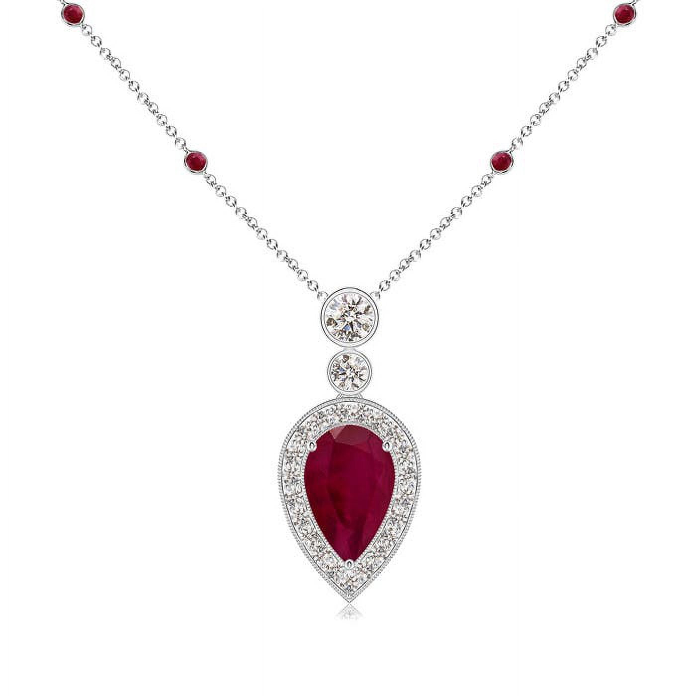 ANGARA Natural Inverted Pear 1 ct Ruby Necklace with Diamonds in 14K ...