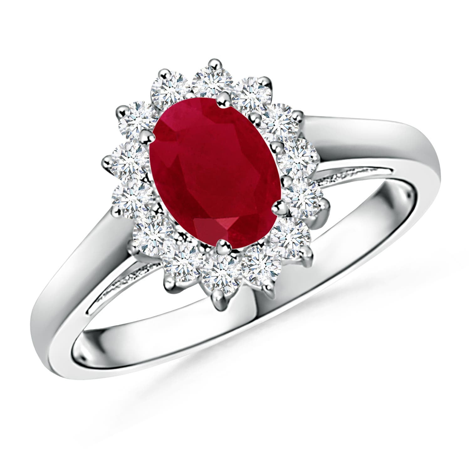 ANGARA Natural Princess Diana Inspired 1 ct Ruby Ring with Diamond Halo ...