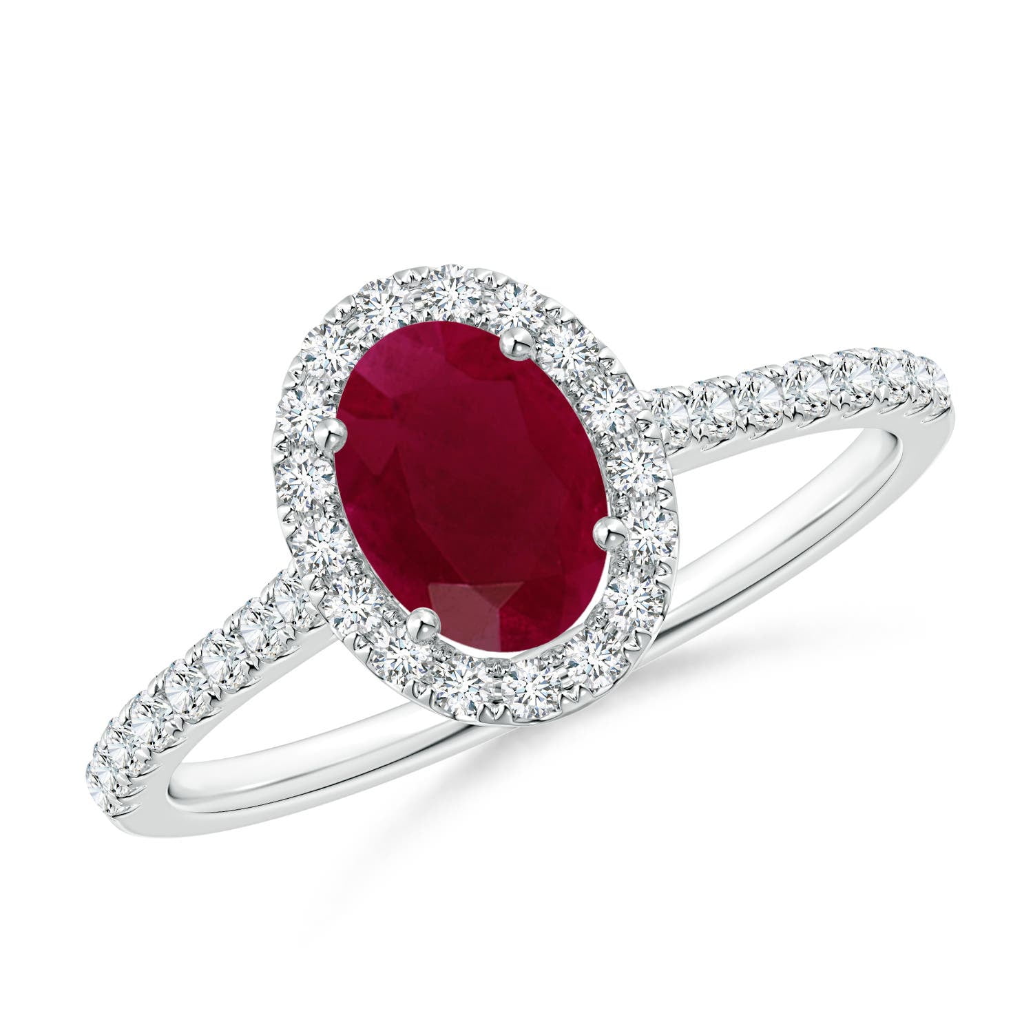 ANGARA Natural Oval 1 ct Ruby Halo Ring with Diamond Accents in 14K ...