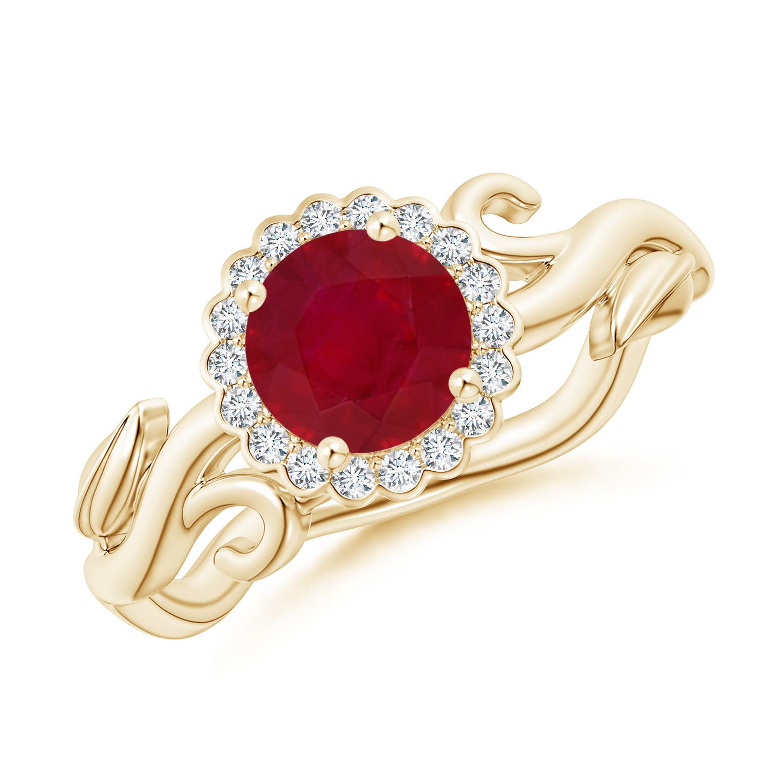 ANGARA Natural Vintage Inspired 1 ct Ruby Flower and Vine Ring in 14K ...