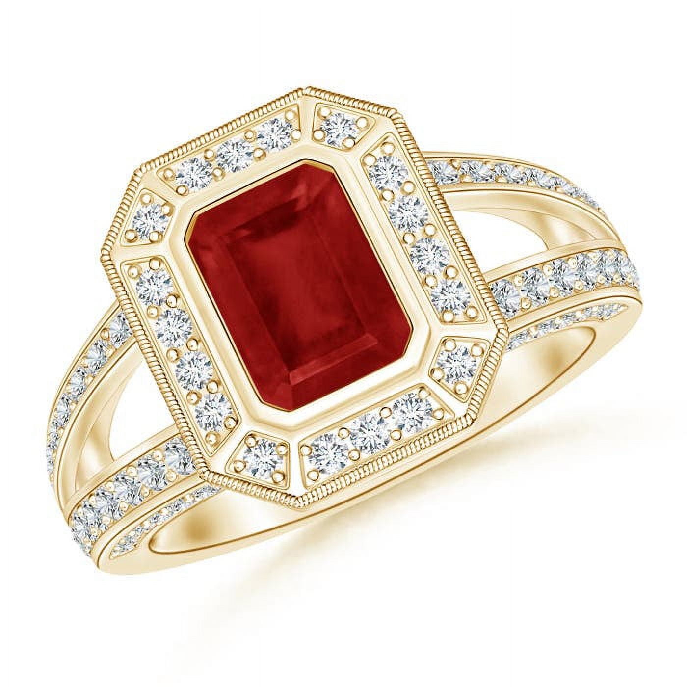 ANGARA Natural Vintage Style Emerald-Cut 1 ct Ruby Split Shank Halo ...