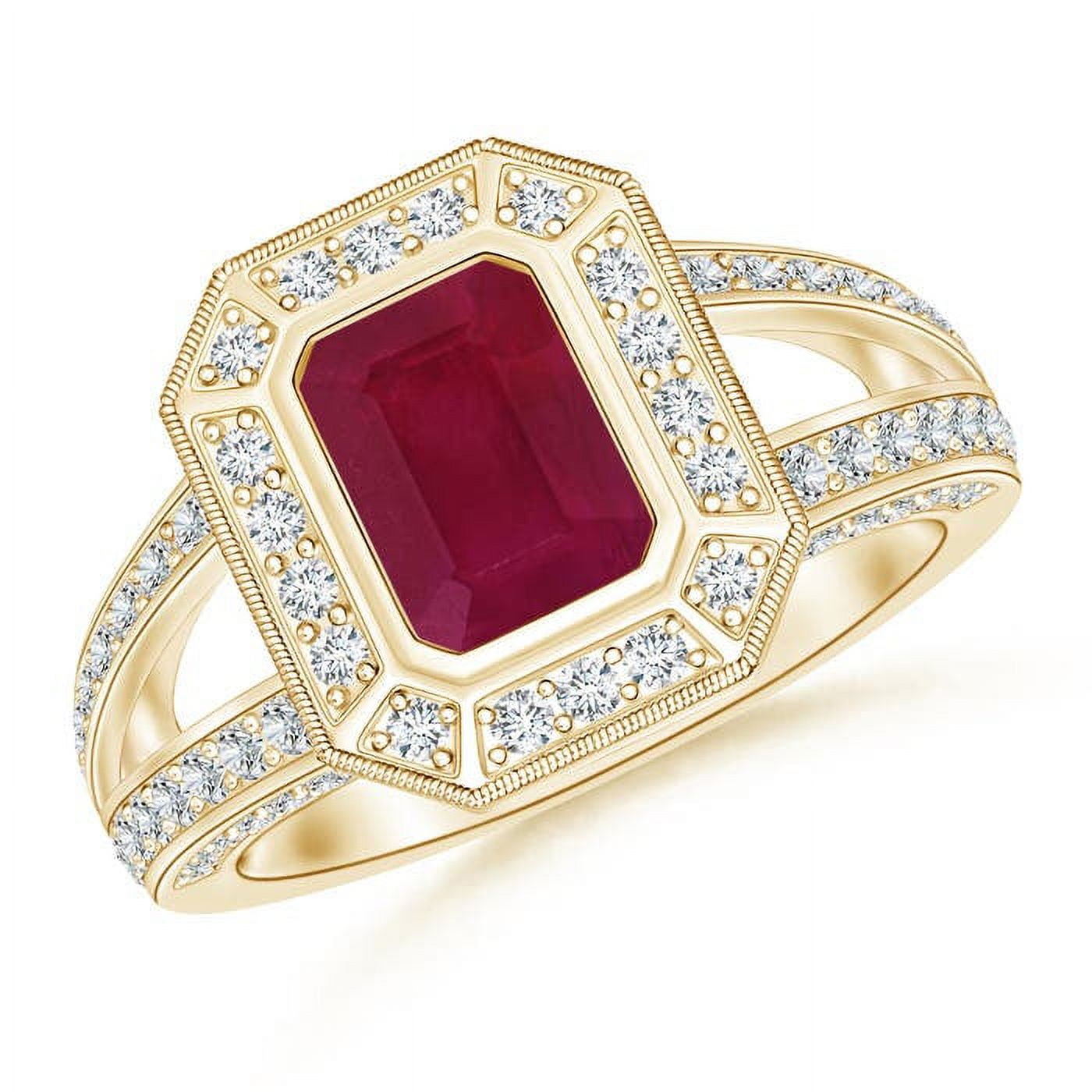 ANGARA Natural Vintage Style Emerald-Cut 1 ct Ruby Split Shank Halo ...