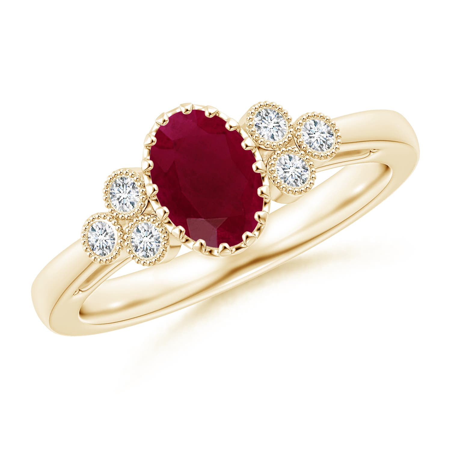 ANGARA Natural Aeon 1 ct Ruby Solitaire Milgrain Engagement Ring with ...