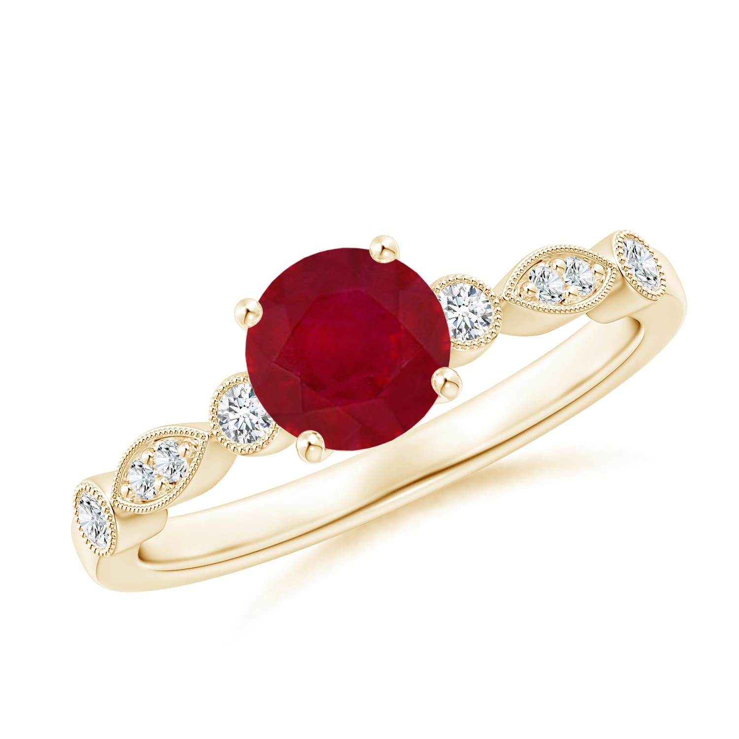ANGARA Natural Marquise and Dot 1 ct Ruby Engagement Ring with Diamonds ...