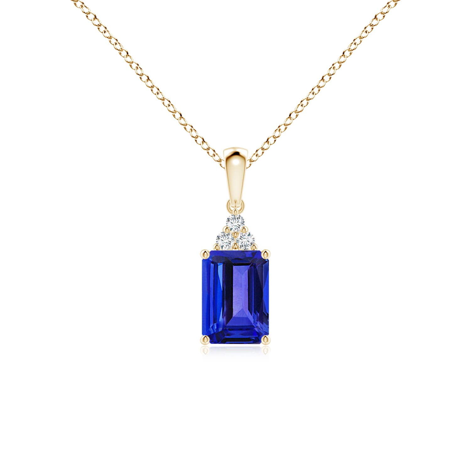 ANGARA Natural Emerald-Cut 1 ct Tanzanite Pendant with Diamond Trio in ...