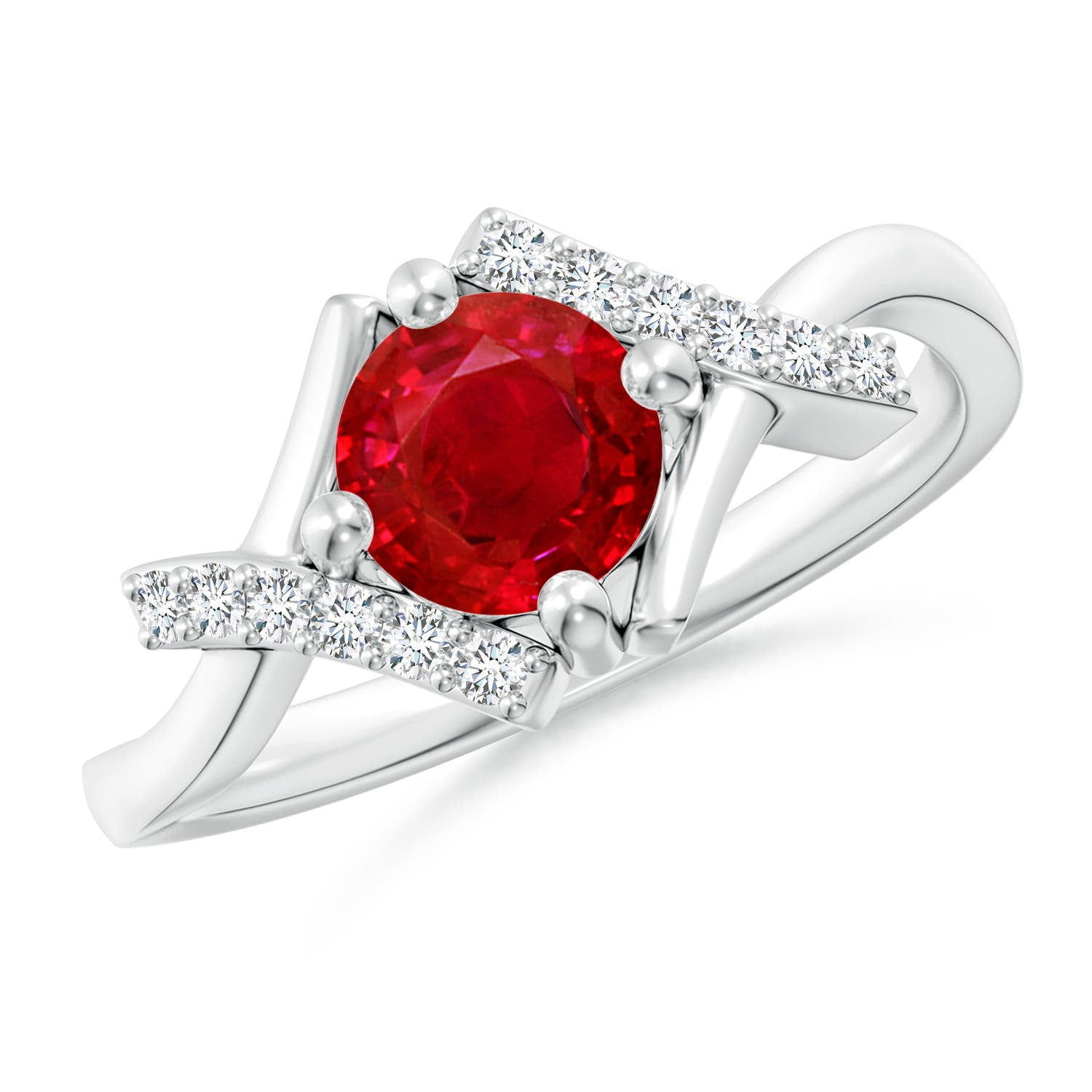 Angara Natural 1 ct Ruby Promise Ring for Women in 14K White Gold ...