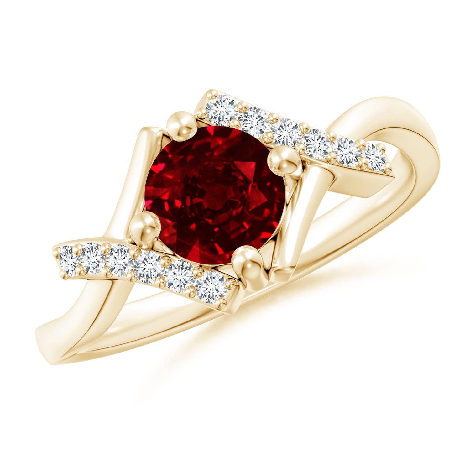 Angara Natural 1 ct Ruby Promise Ring for Women in 14K Yellow Gold ...