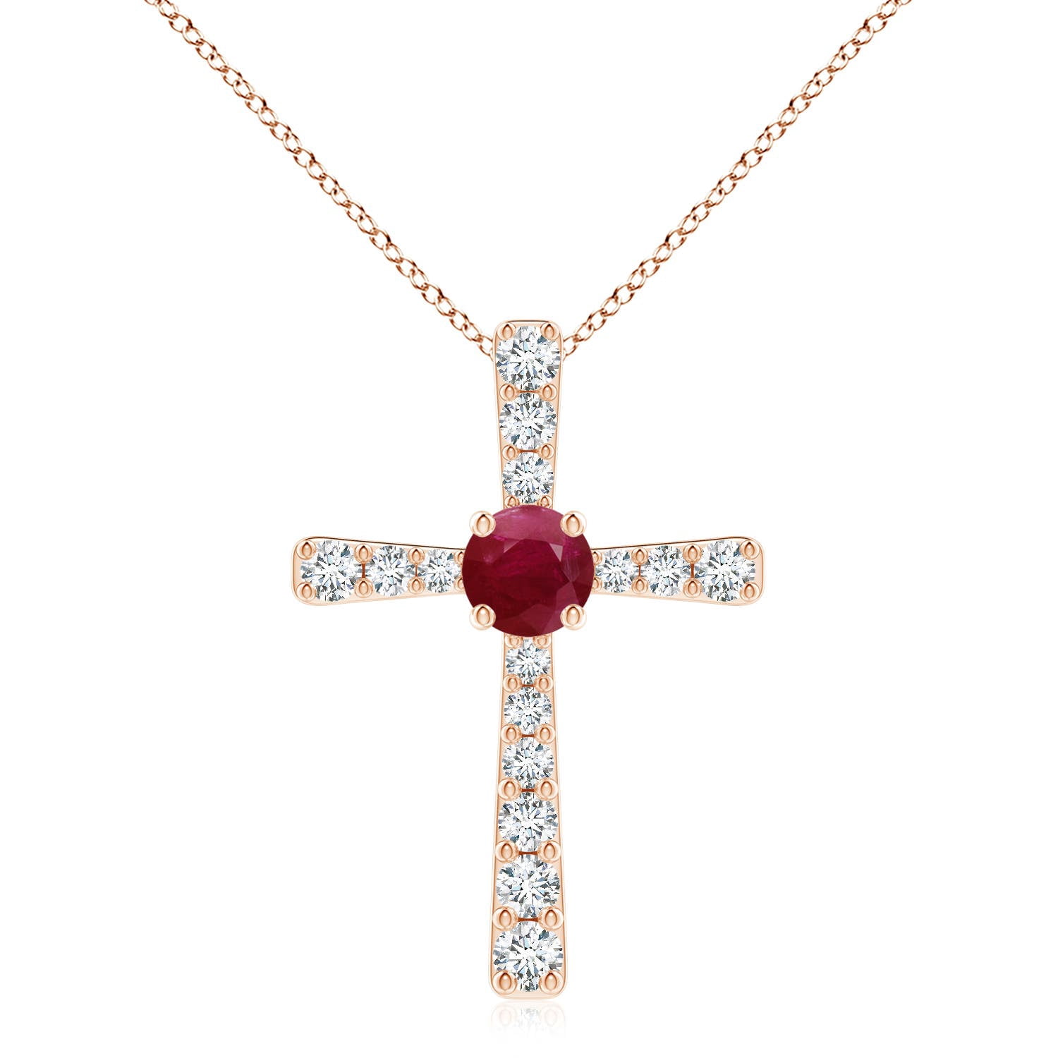 Angara Natural 2.1 ct Ruby Cross Pendant Necklace in 14K Rose Gold for ...