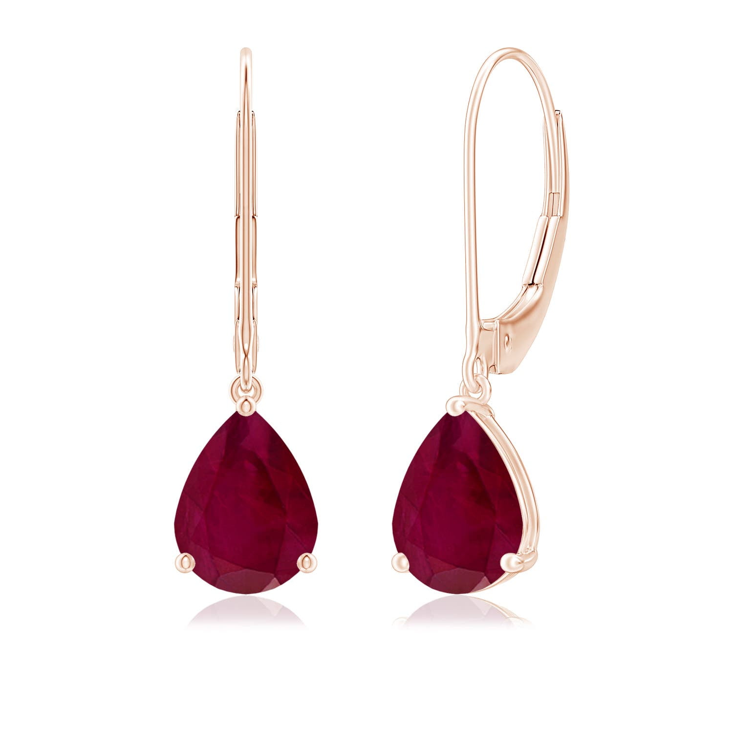 Angara Natural 2.3 ct Ruby Leverback Earrings in 14K Rose Gold for Women - July Birthstone ...