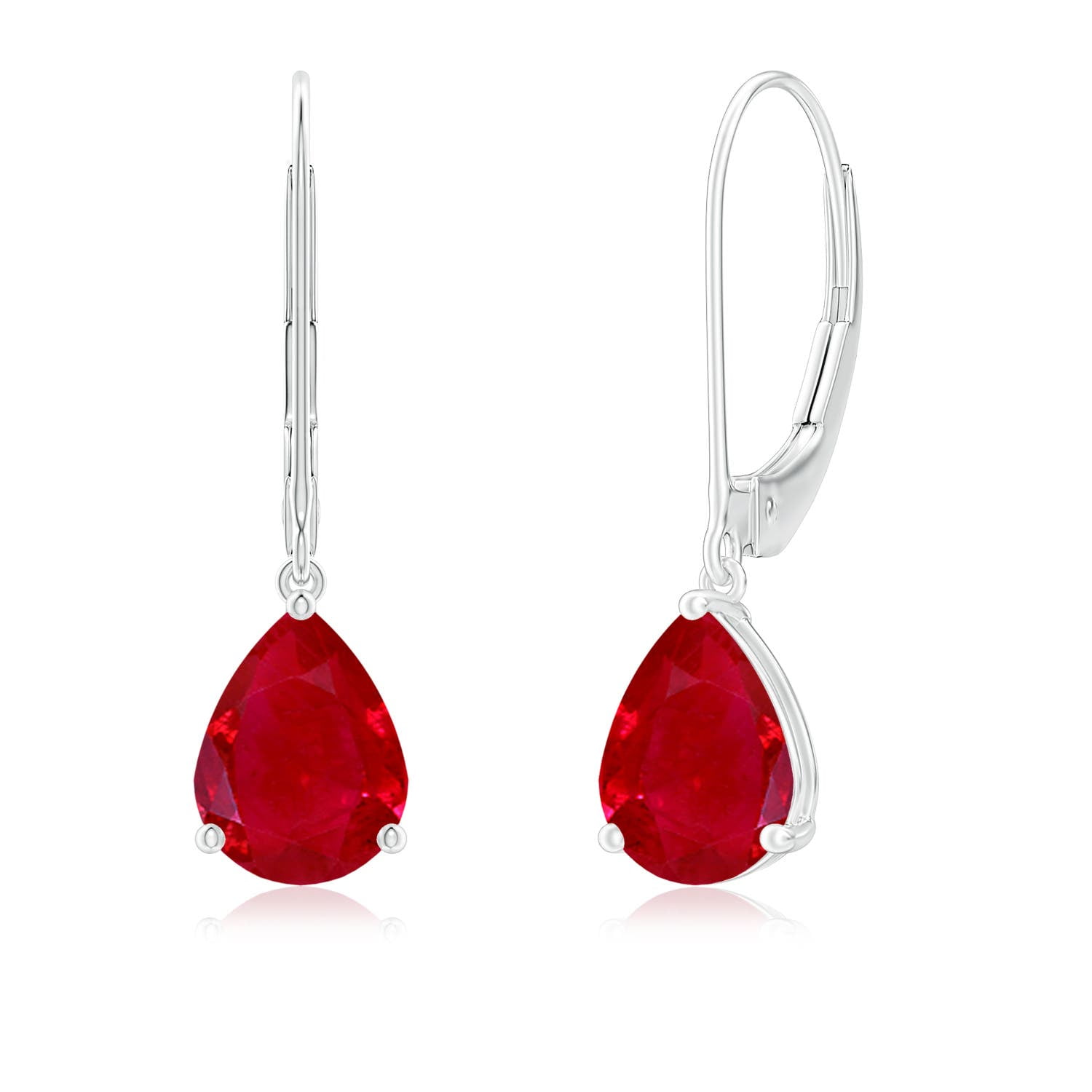 Angara Natural 2.3 ct Ruby Leverback Earrings in Platinum for Women ...
