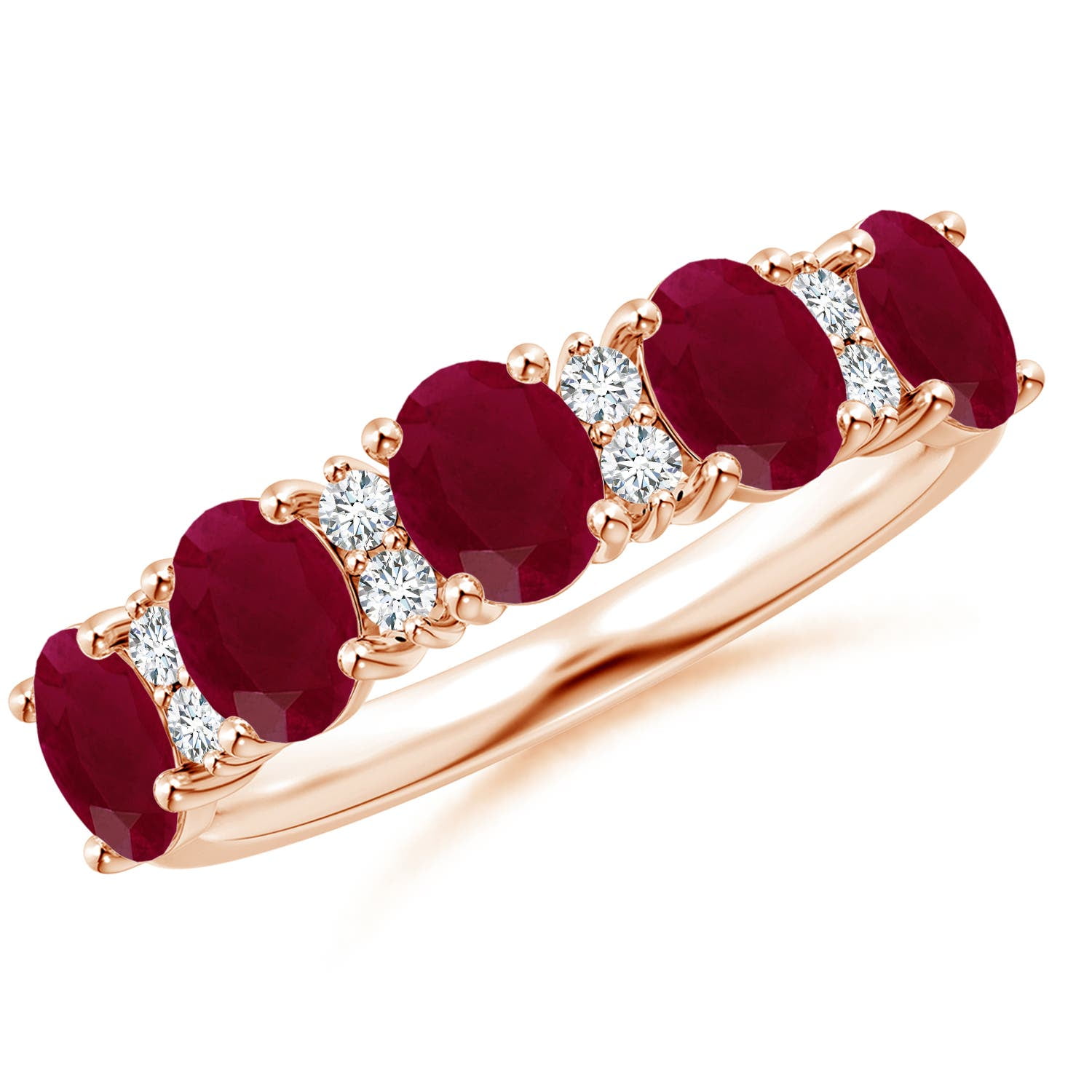 Angara Natural 2 ct Ruby and Diamond Wedding Ring in 14K Rose Gold for ...