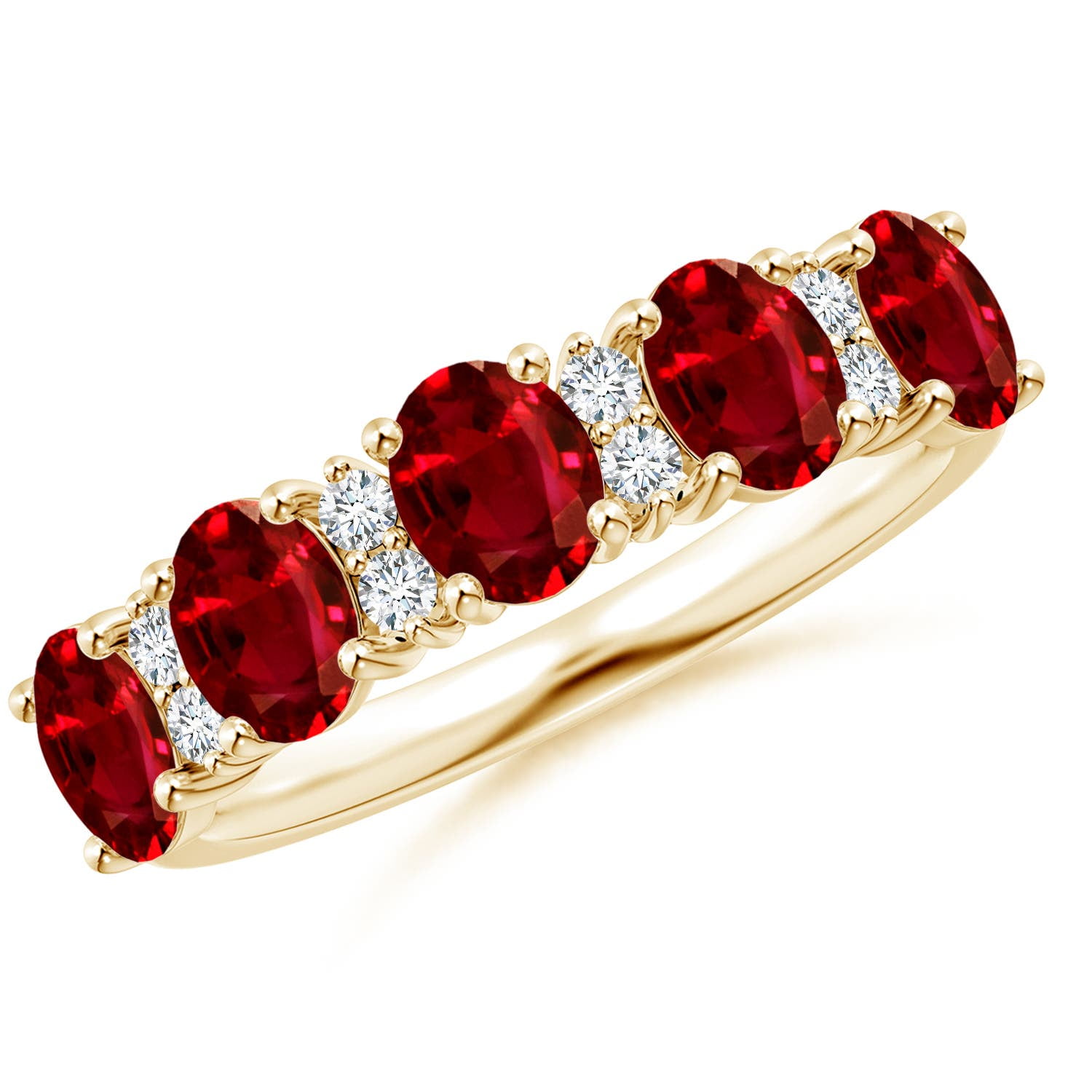 Angara Natural 2 ct Ruby and Diamond Wedding Ring in 14K Yellow Gold ...