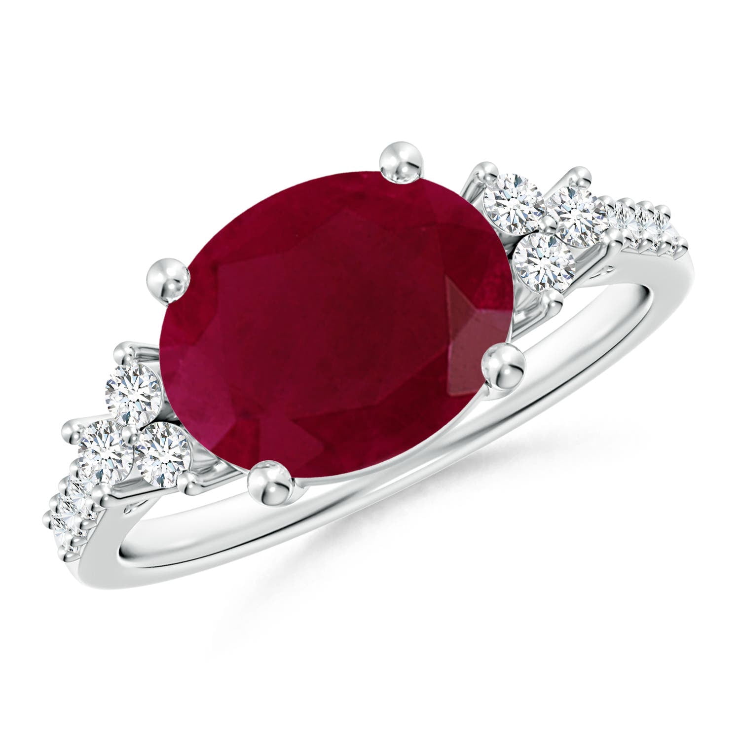 Angara Natural 3.3 Ct. Ruby with Diamond Classic Ring in Sterling ...