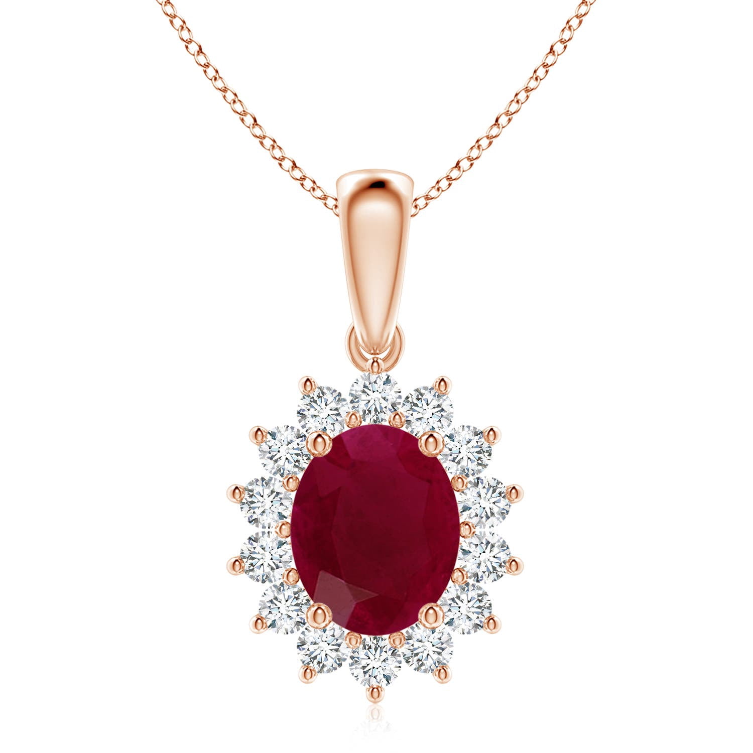 Angara Natural 3.3 ct Ruby Pendant Necklace in 14K Rose Gold for Women ...
