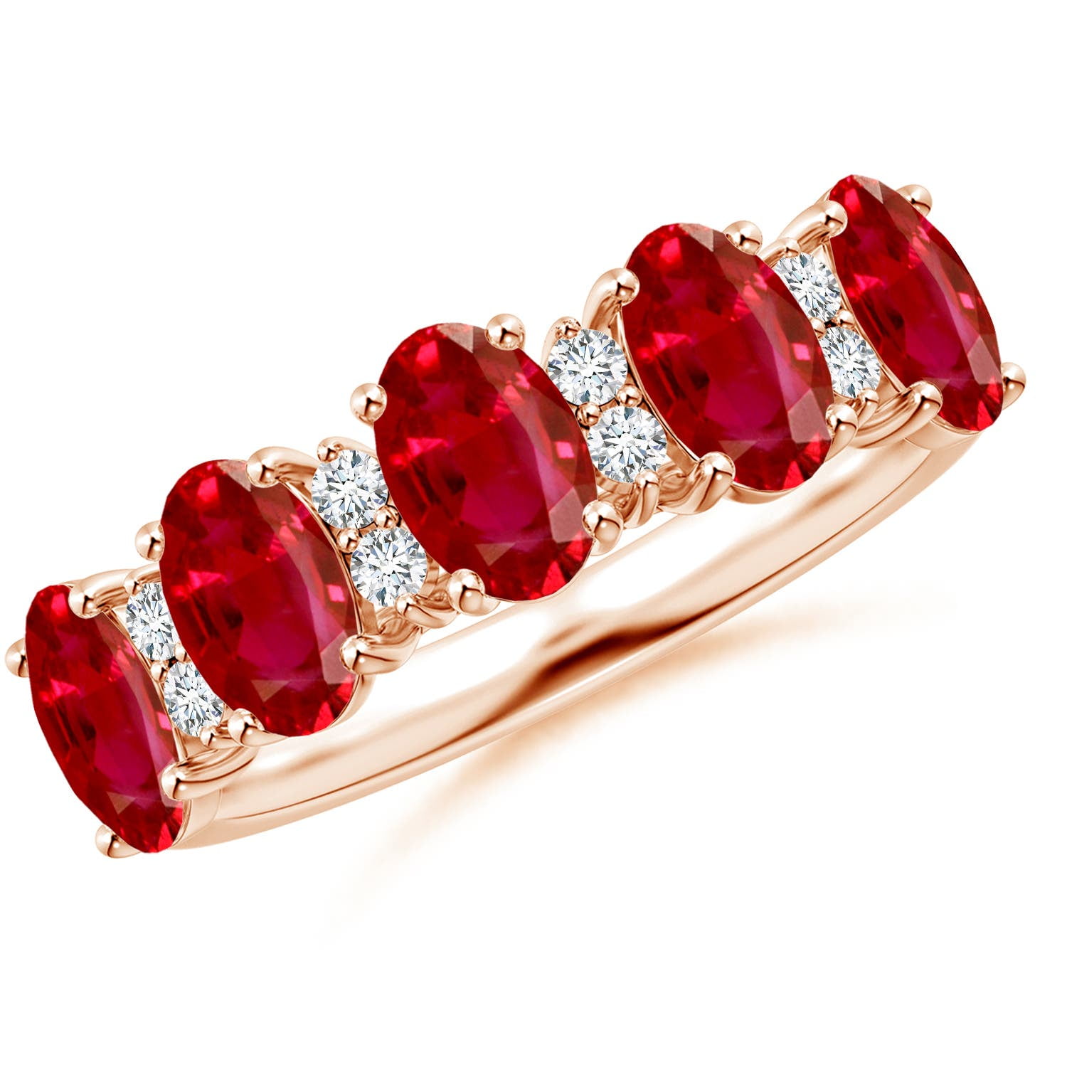 Angara Natural 3 ct Ruby and Diamond Wedding Ring in 14K Rose Gold for ...