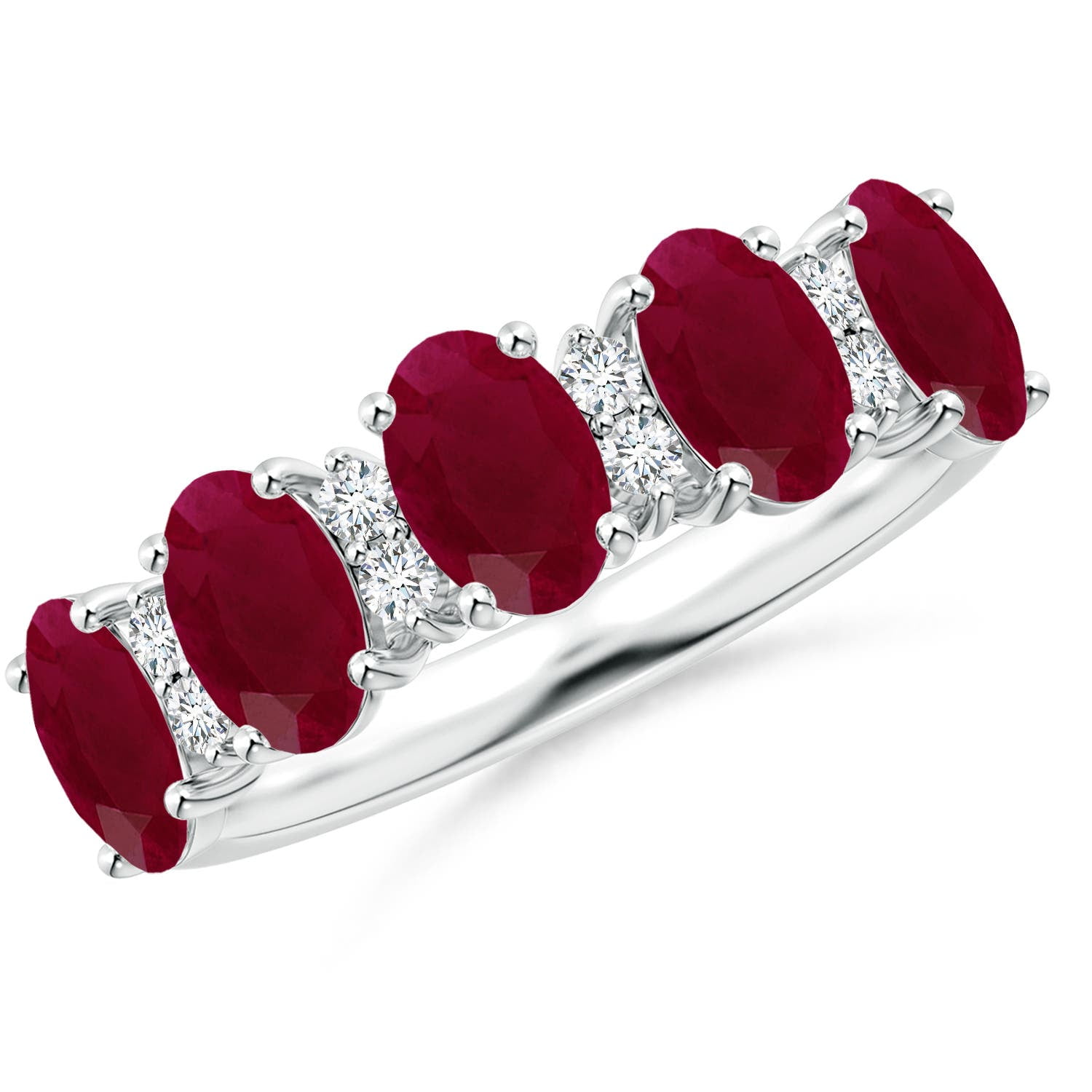 Angara Natural 3 ct Ruby and Diamond Wedding Ring in 14K White Gold for ...
