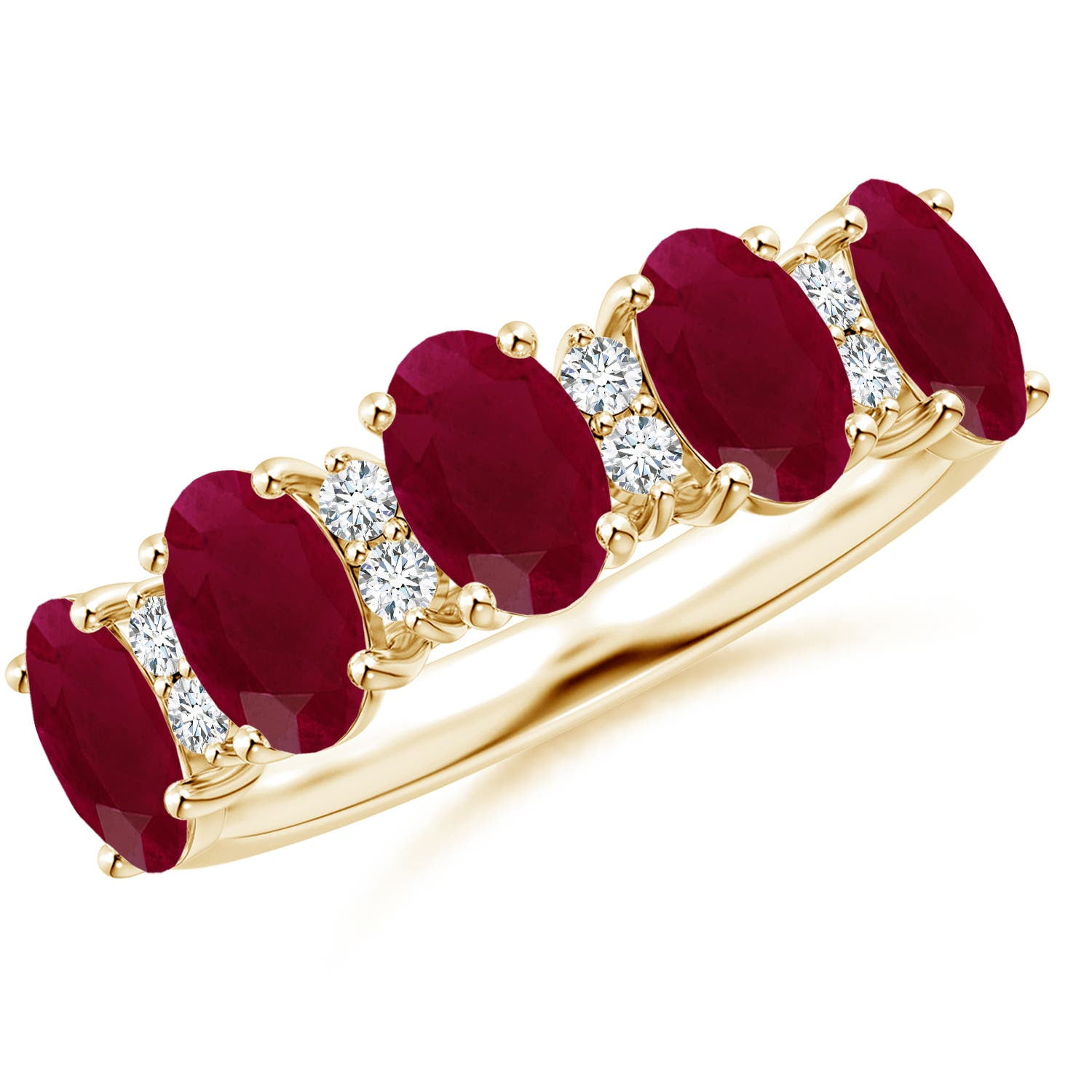 Angara Natural 3 ct Ruby and Diamond Wedding Ring in 14K Yellow Gold ...