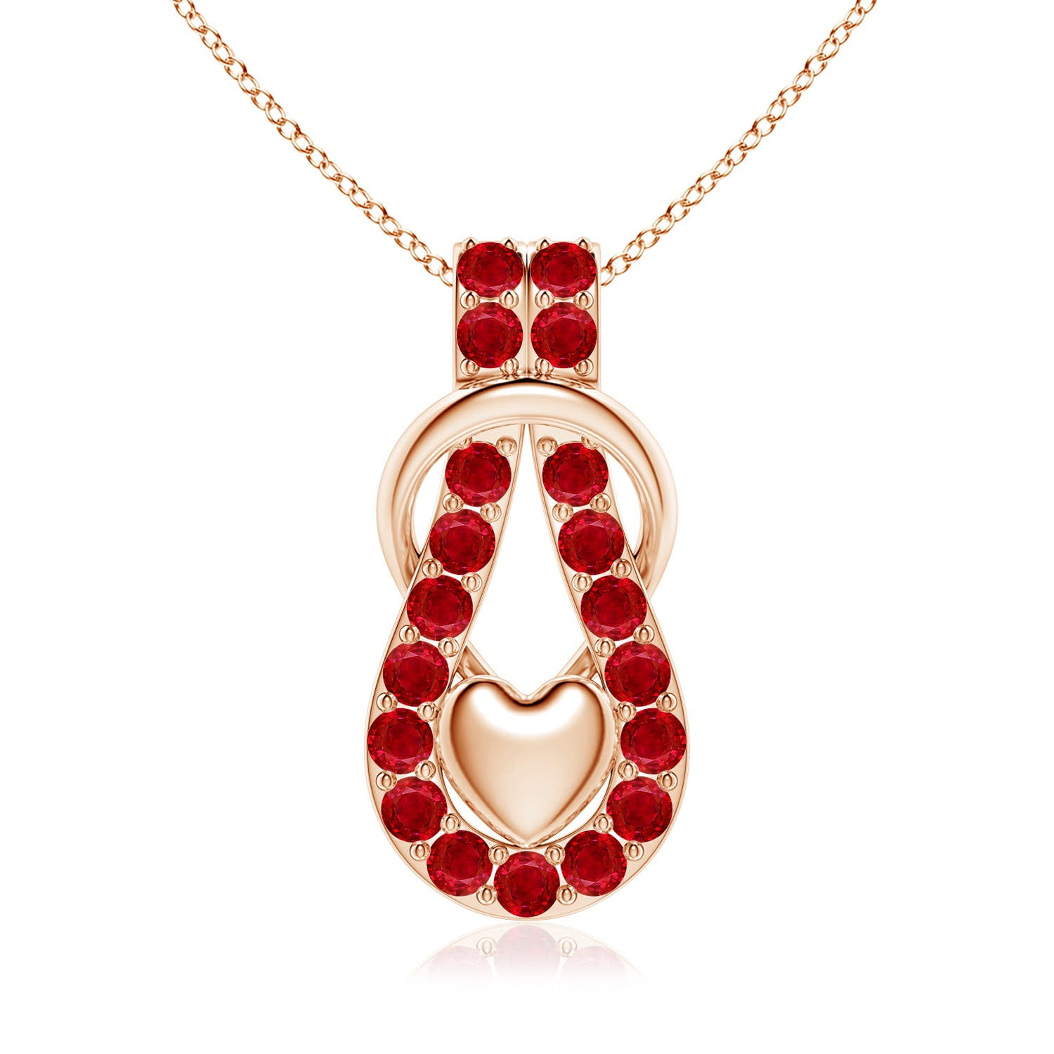 Angara Natural 4.37 ct Ruby Infinity Knot Pendant Necklace in 14K Rose ...