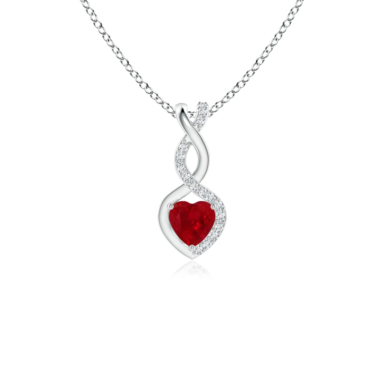 ANGARA Natural Ruby Infinity Heart Pendant with Diamonds in 925 ...