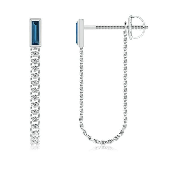 ANGARA Natural Baguette London Blue Topaz Curb Link Chain Earrings in ...