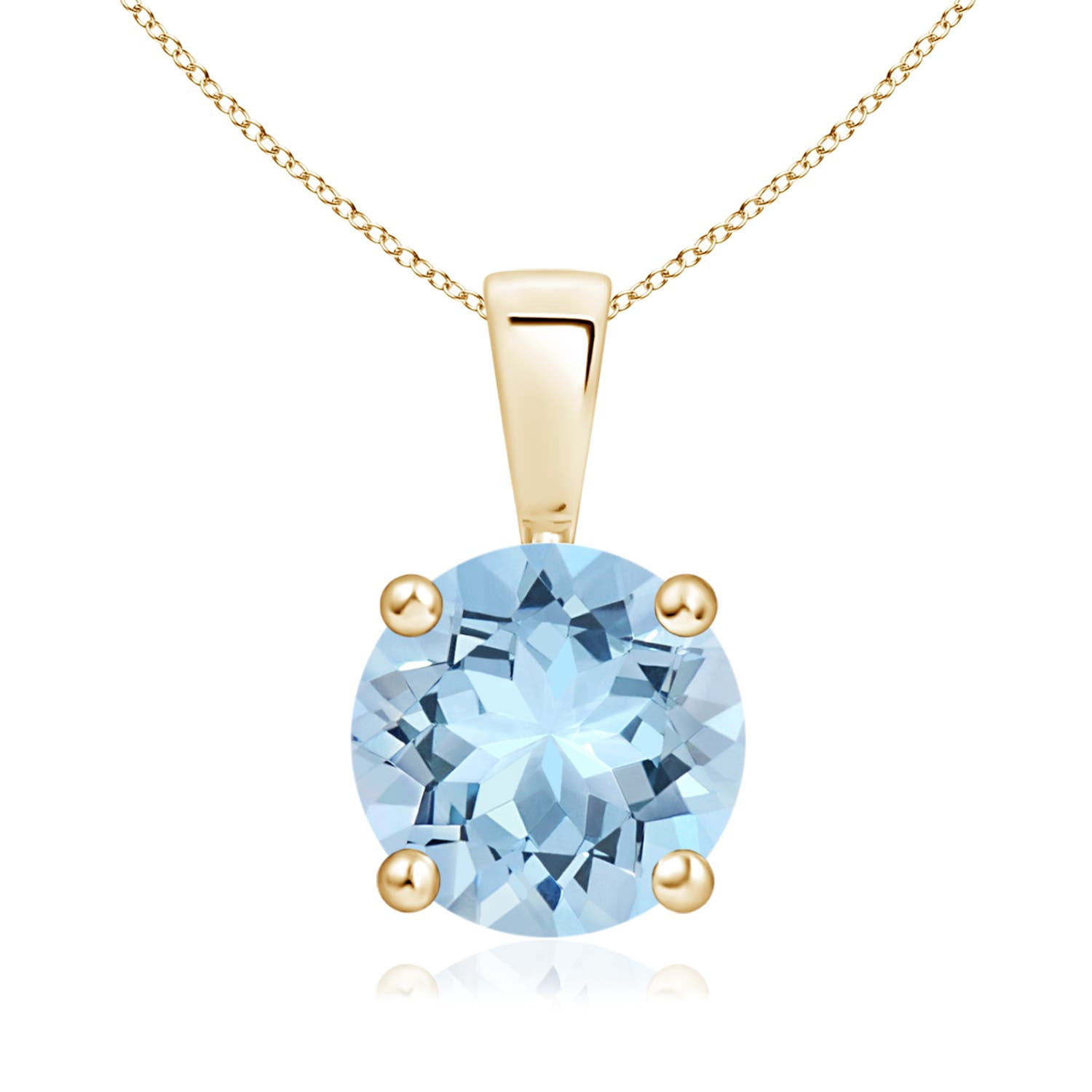 Angara Natural Aquamarine Necklace - Classic Prong-Set Round 1.6 ct ...